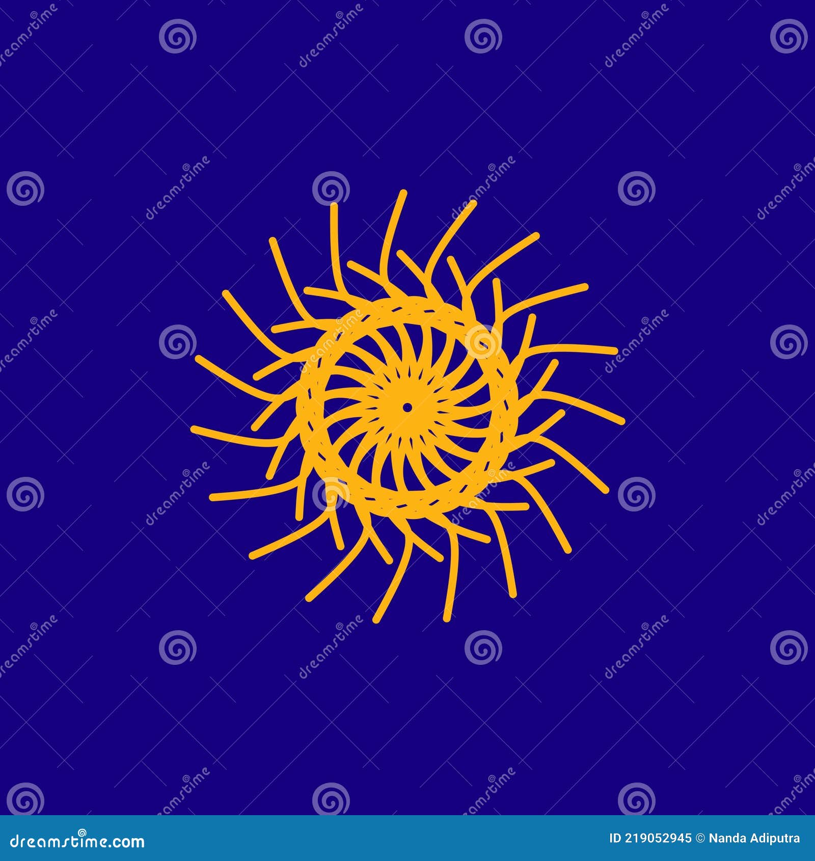 Sun-shaped Logo, Icon or Symbol, on Blue Background Stock Vector ...