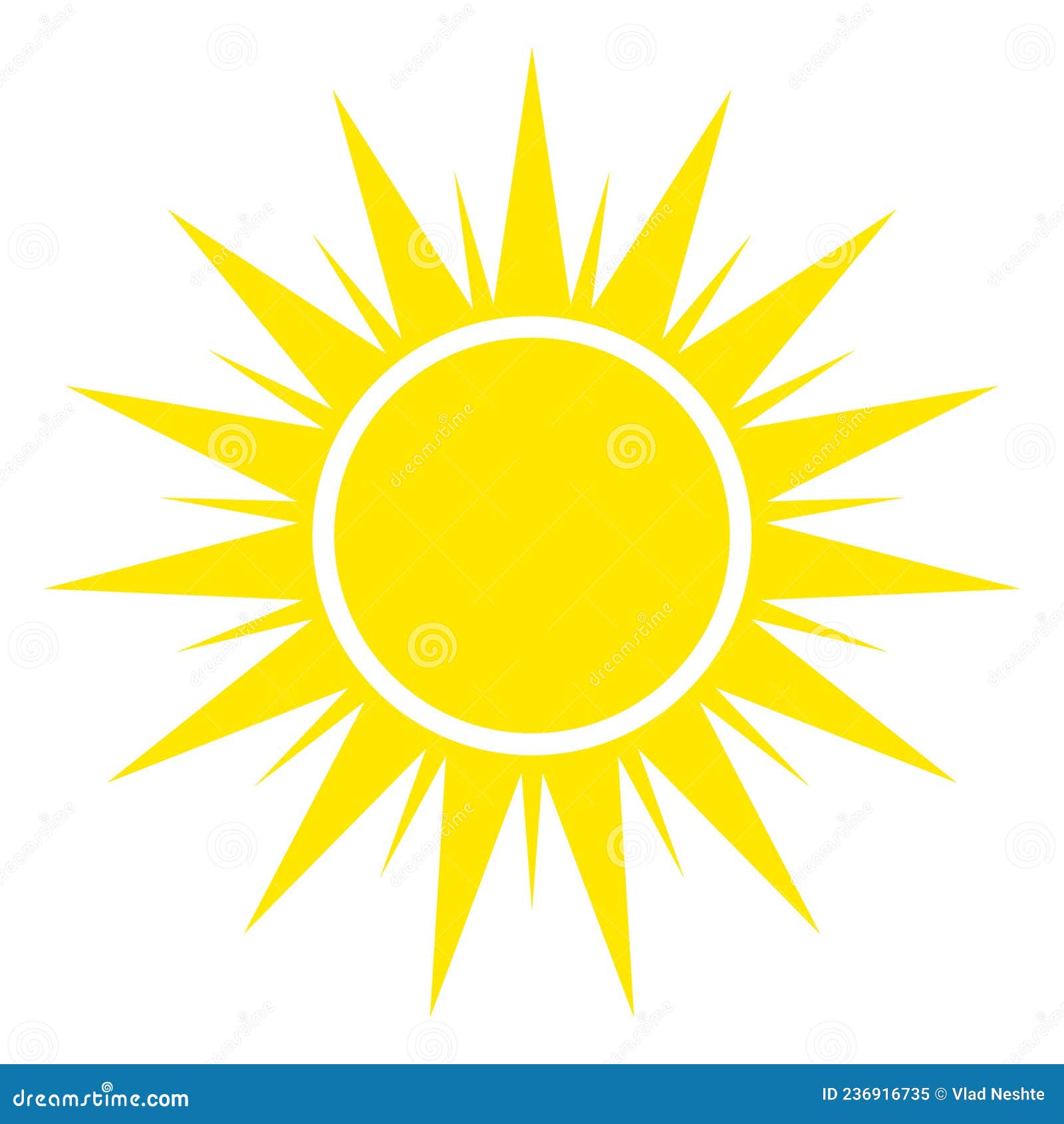 Sun with Sharp Rays Flat Style. Sunny Weather Day Stock Vector ...