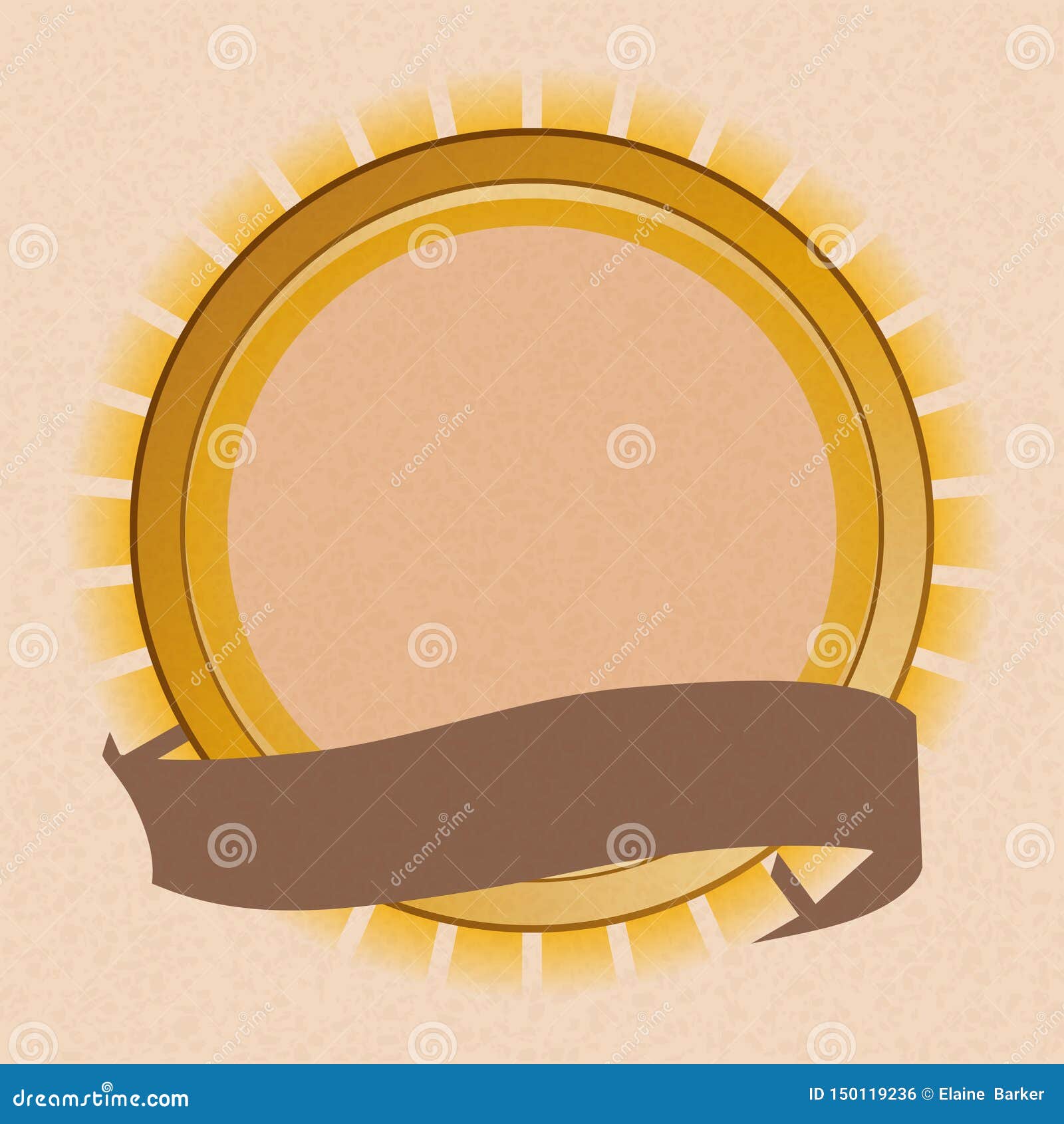 Sun Shield and Blank Banner on Brown Paper Background Stock Vector ...