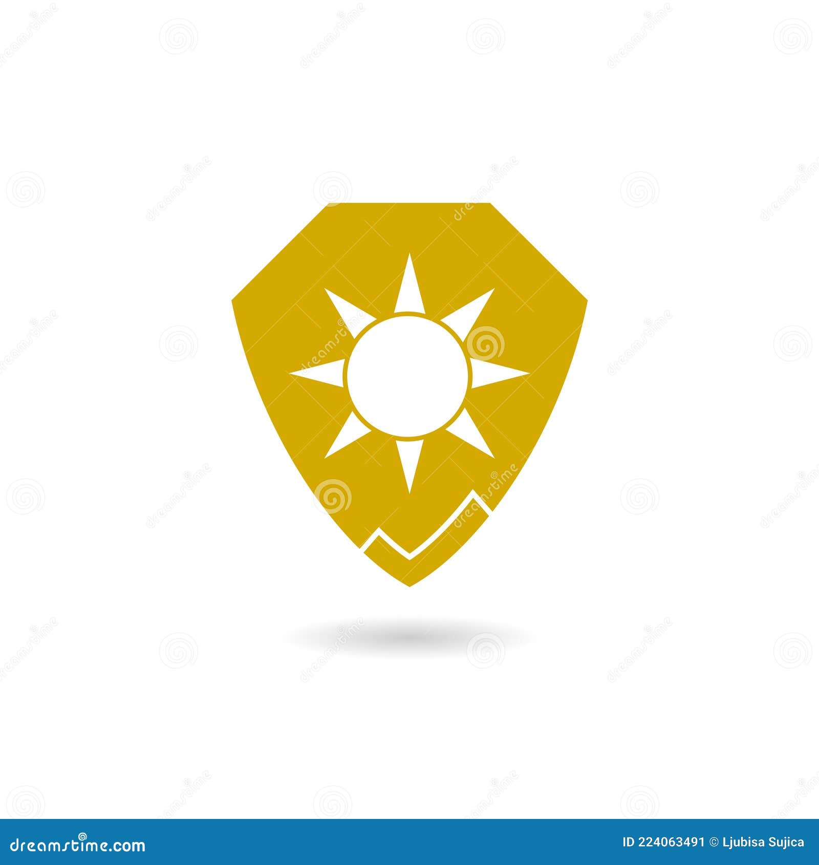 Sun and Shield Icon with Shadow Stock Vector - Illustration of sunlight ...