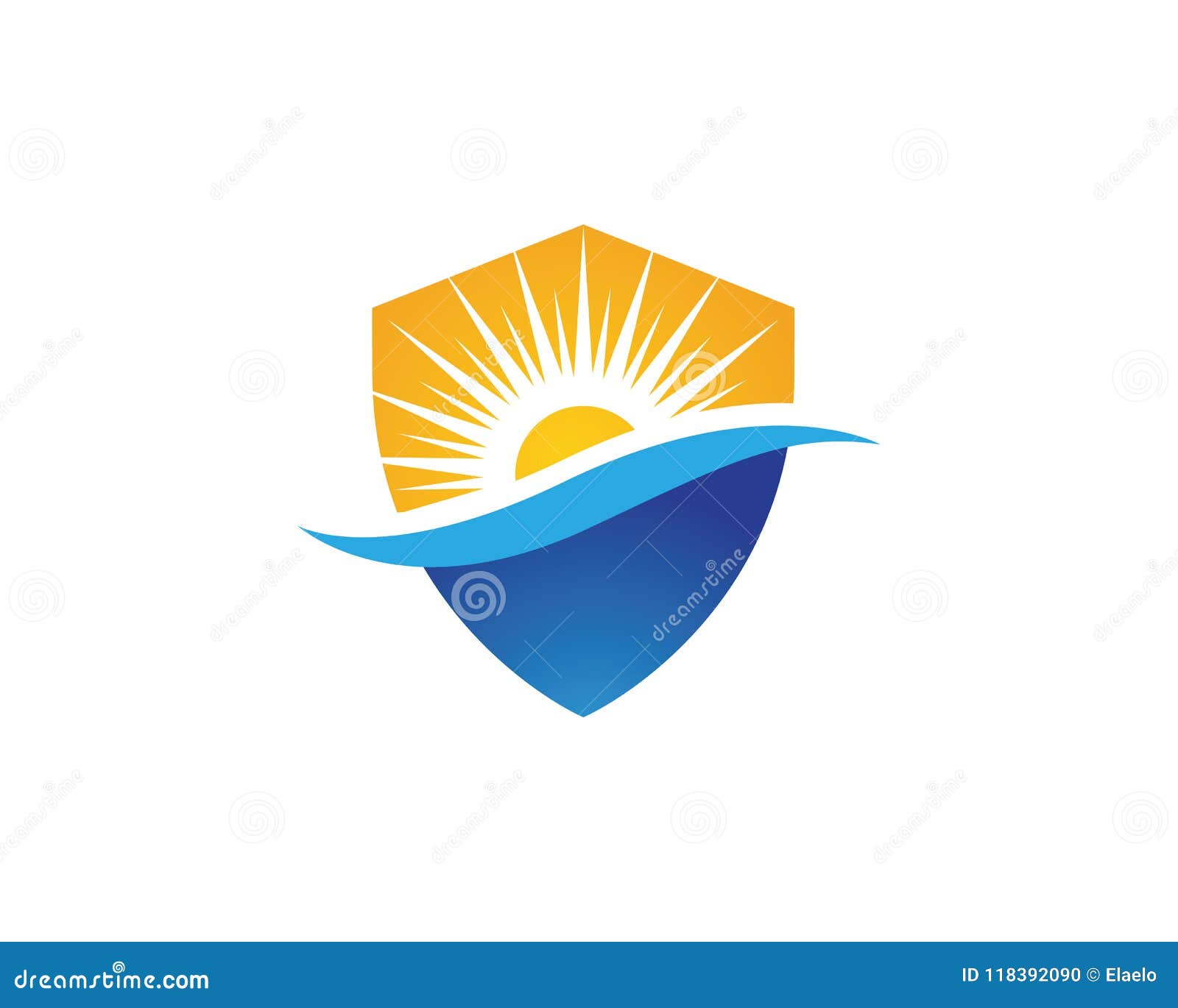 Sun with Shield Vector Illustration Icon Stock Vector - Illustration of ...