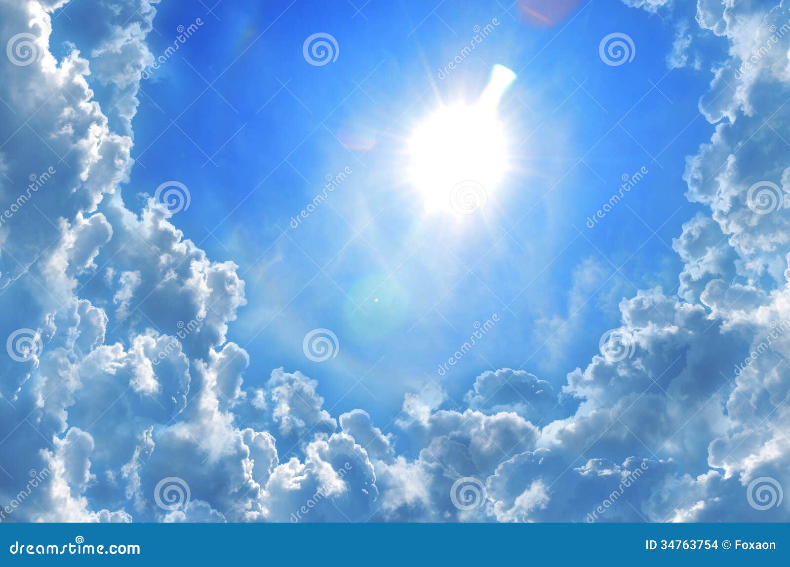 Sun shine in blue sky stock photo. Image of backdrop - 34763754