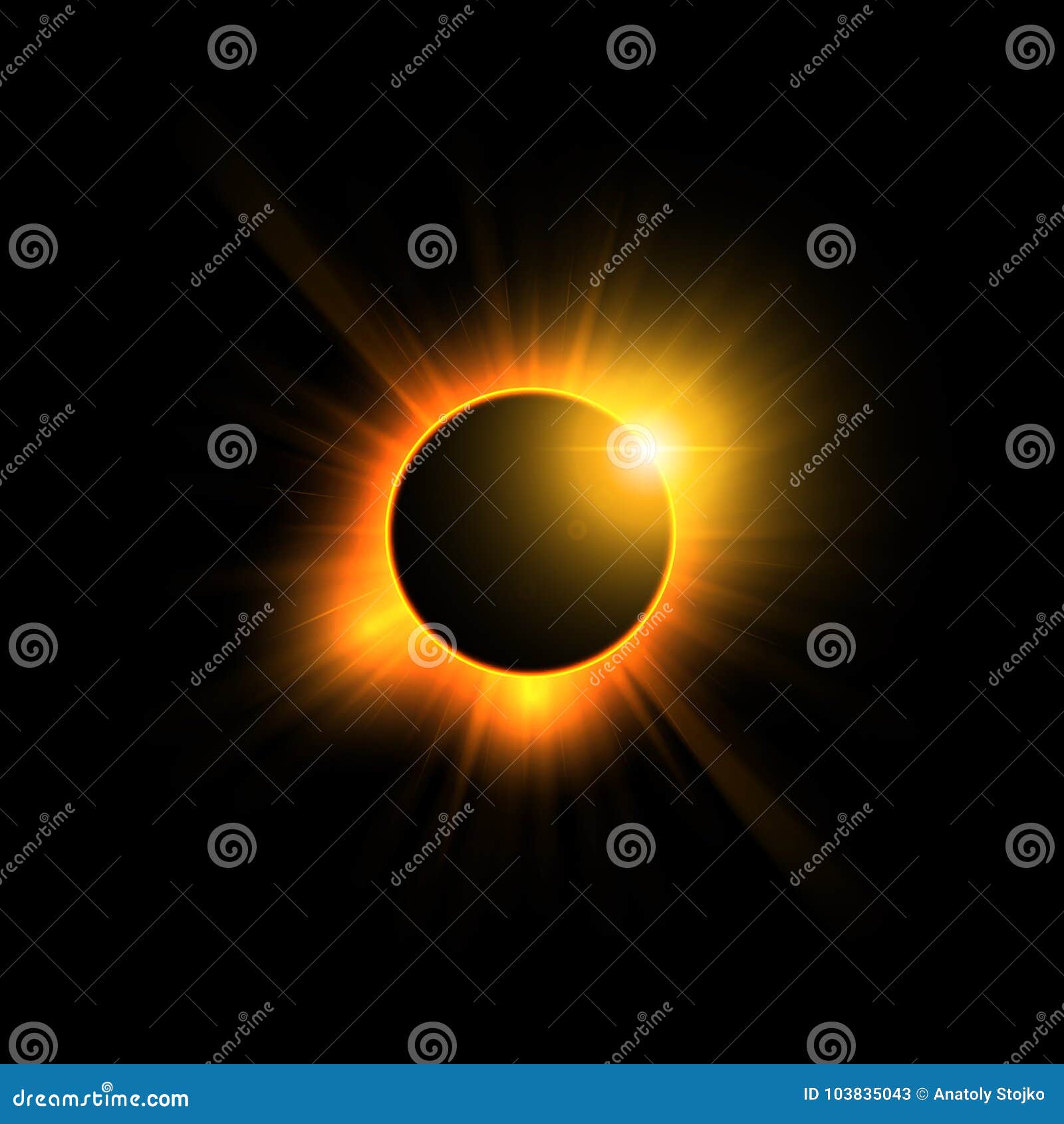 Sun Full Eclipse Concept. Red Yellow Solar Glow Background. Moon Or ...