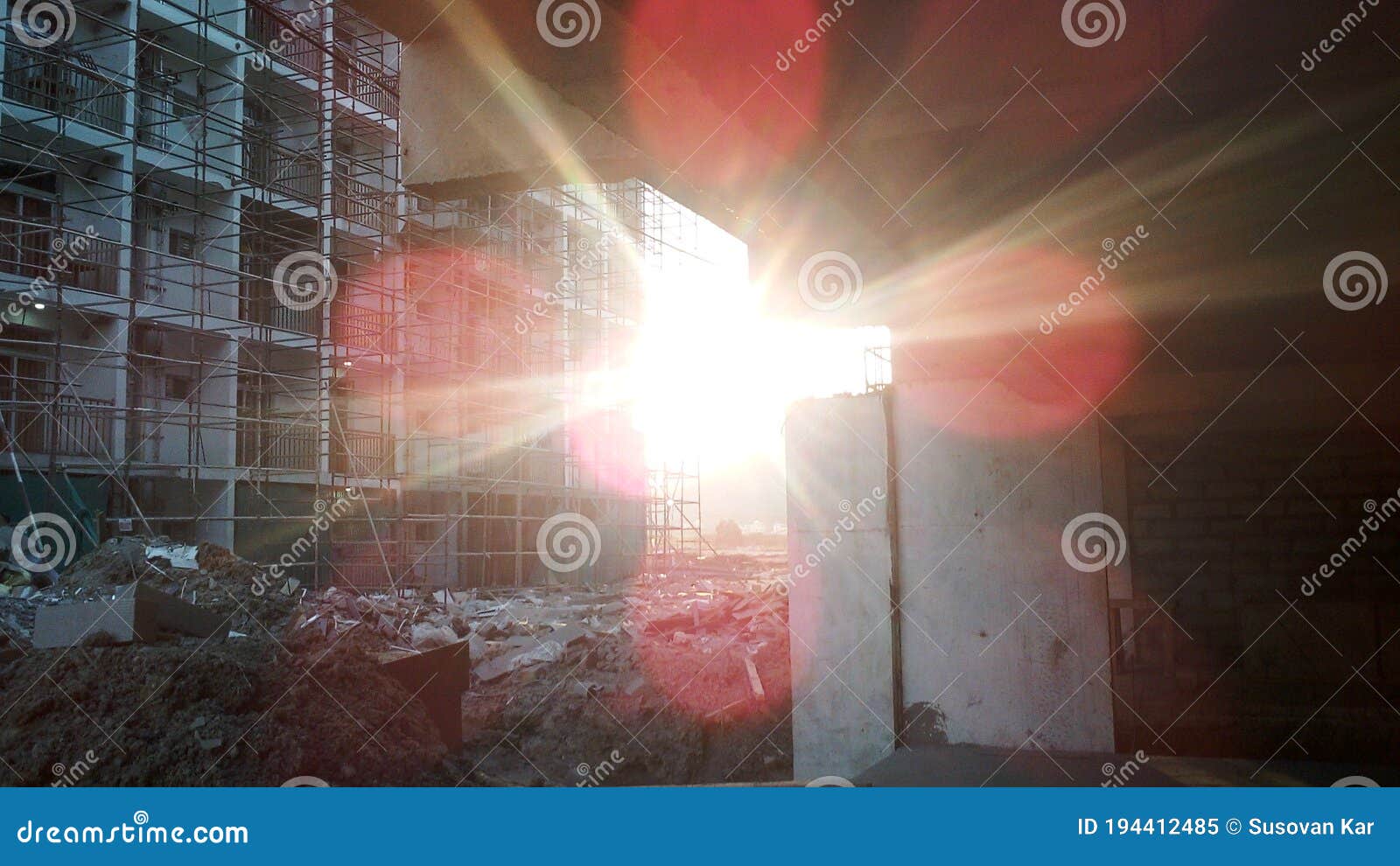Sun Shine is Reflecting through Under Construction Buildings and ...