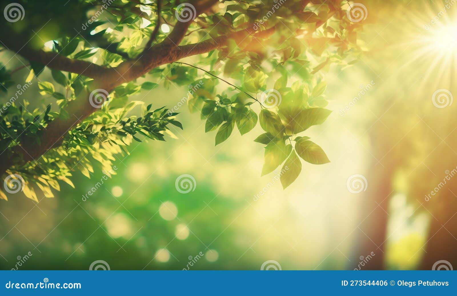 The Sun Shines Brightly through the Leaves of a Tree Stock Illustration ...