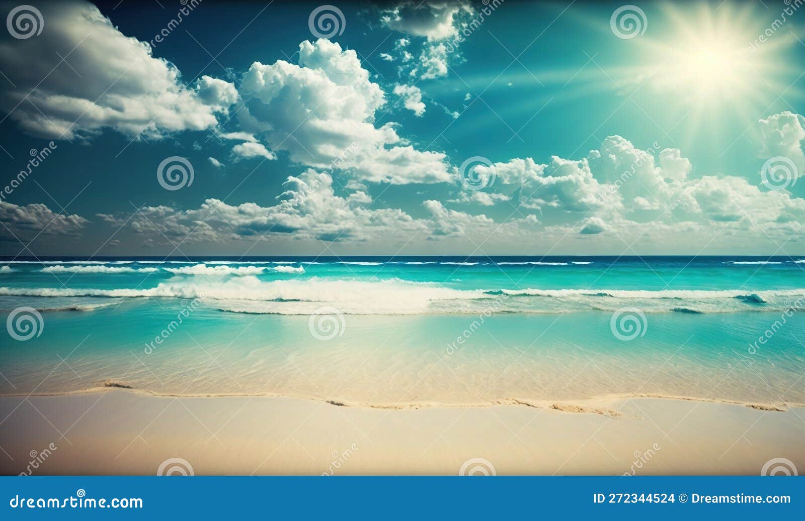 The Sun Shines Brightly Over the Ocean on a Sunny Day Stock ...