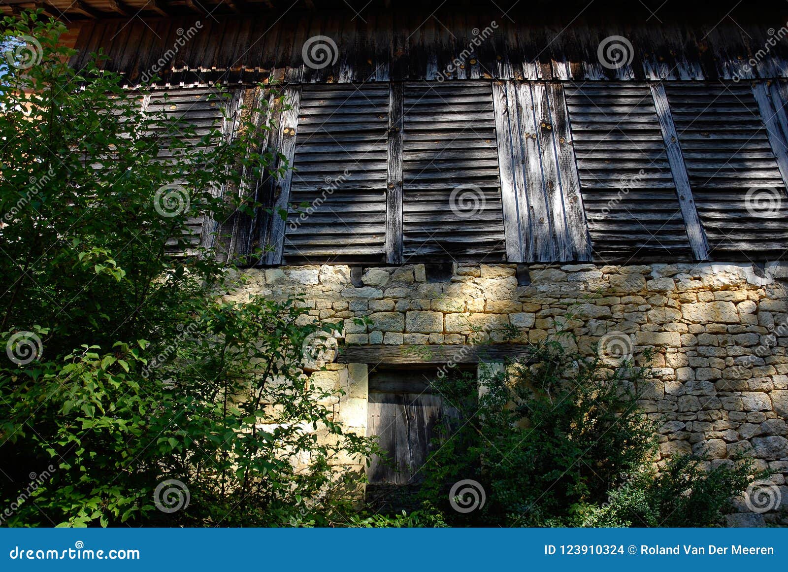 Old Windows with Weathered Blends Stock Photo - Image of wall, shines ...