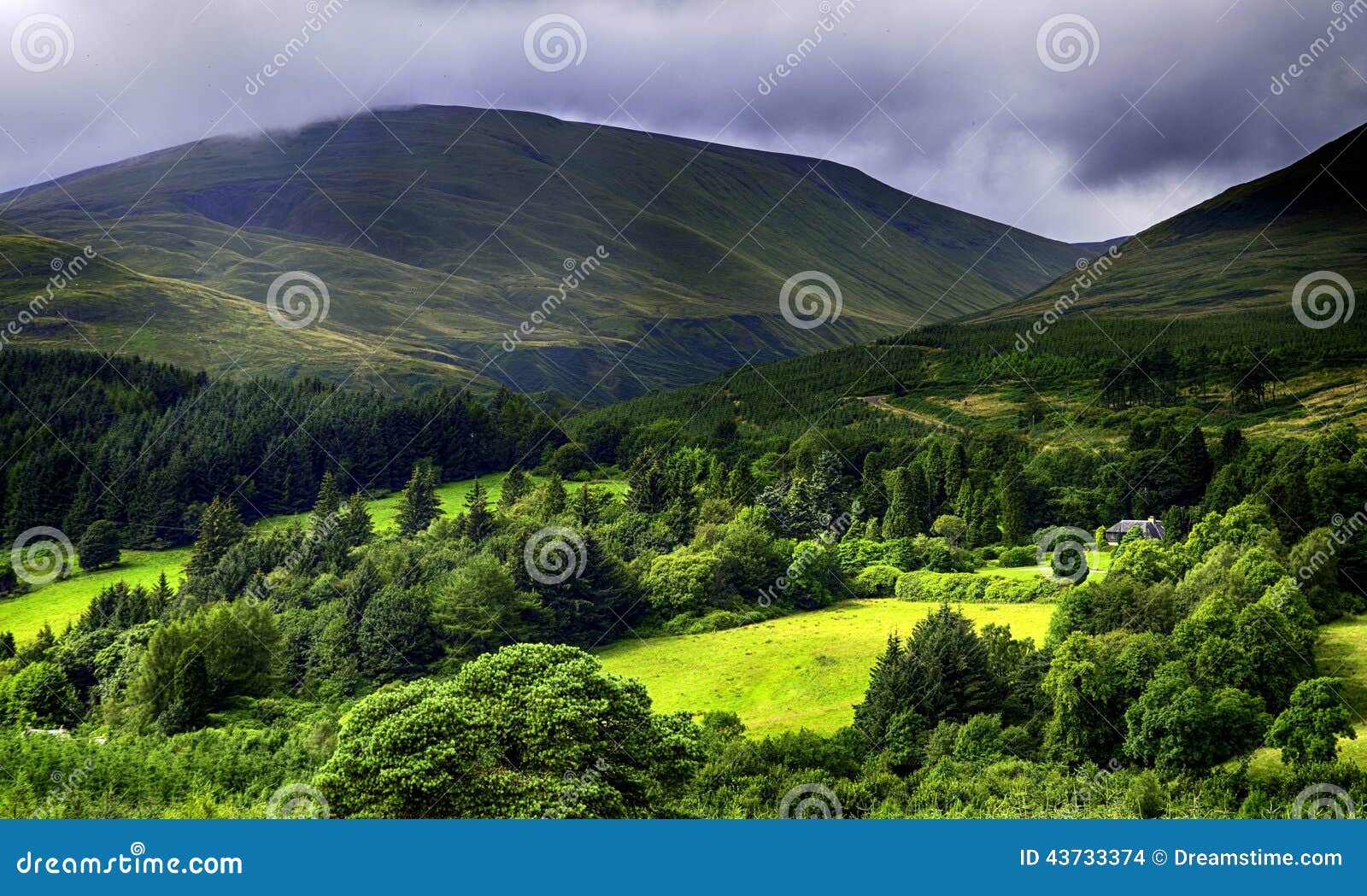 The Sun Shines through on the Scottish Countryside. Stock Photo - Image ...