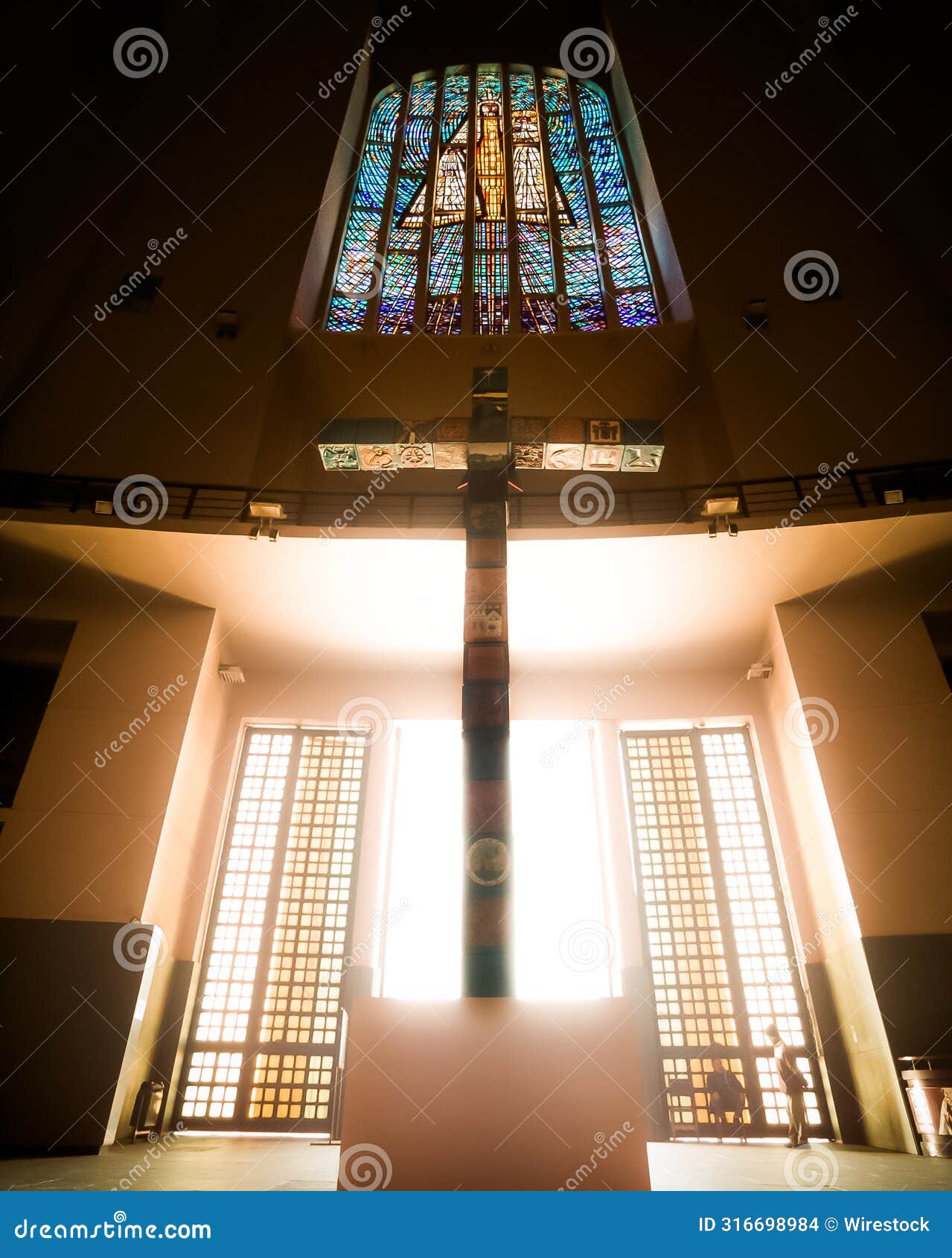The Sun is Going through the Stained Glass Window in the Chapel Stock ...