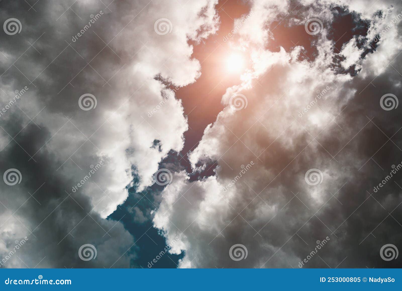 Sun Shines through Storm Clouds, Dramatic Sky Scenery with ...