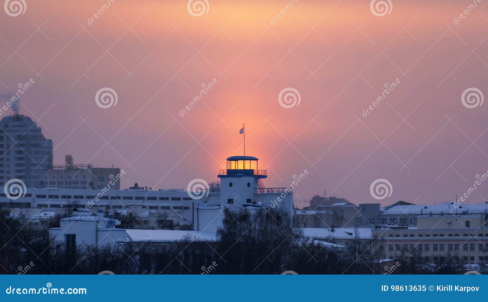 The Sun Shines through the Tower Structure in the Winter in ...