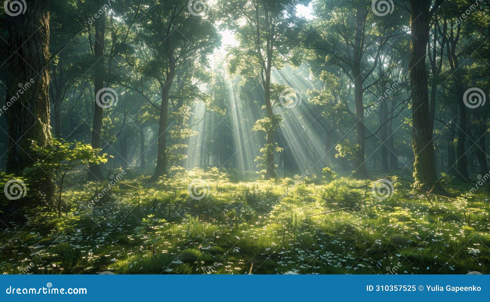 Sun Shines through Trees in Forest Stock Image - Image of green, plants ...