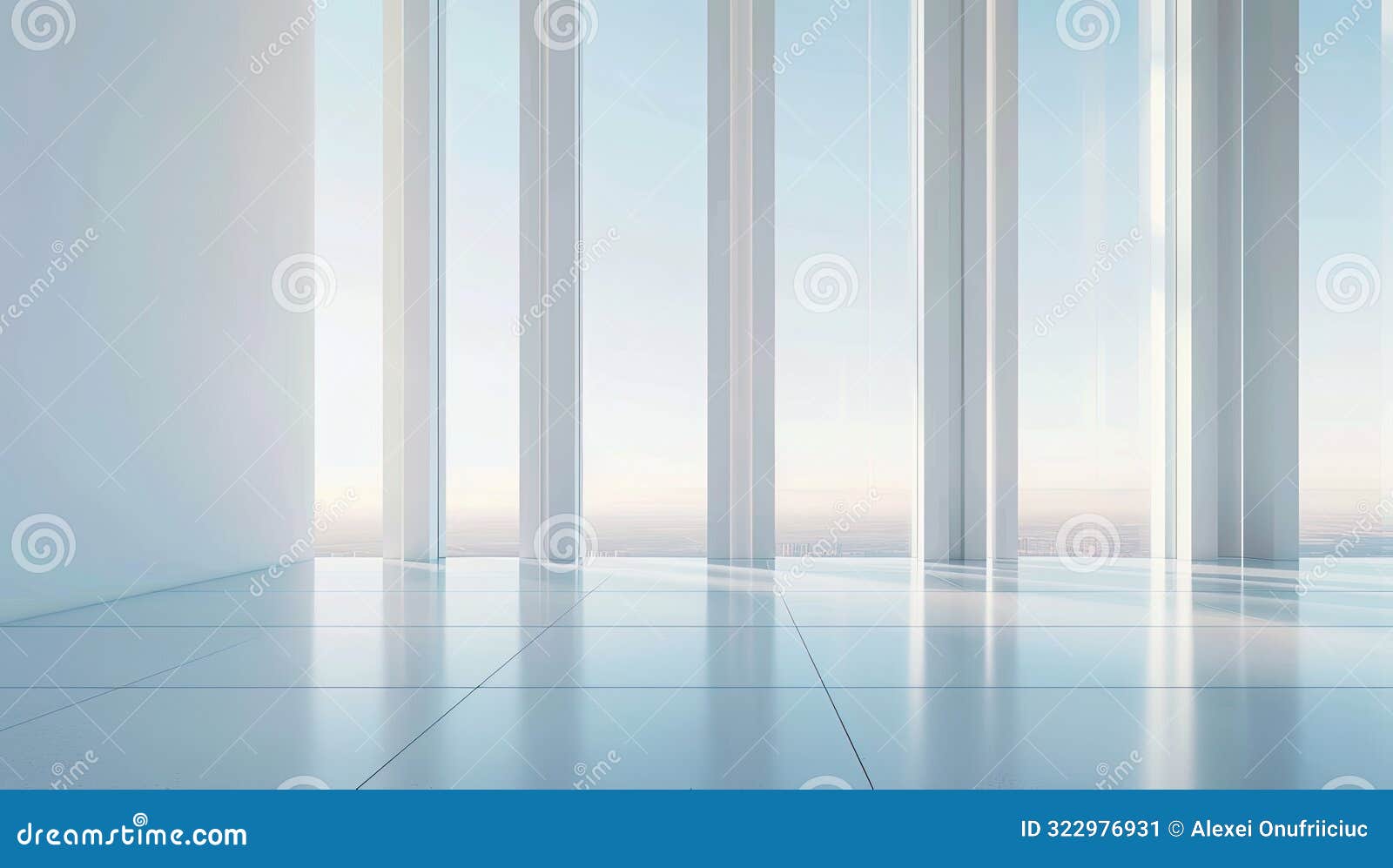 Sun Shines through Windows of Empty Office Building Stock Illustration ...