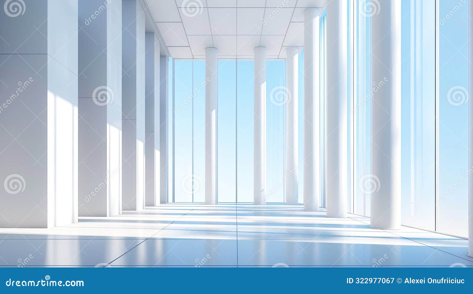 Sun Shines through Windows of Empty Office Building Stock Image - Image ...