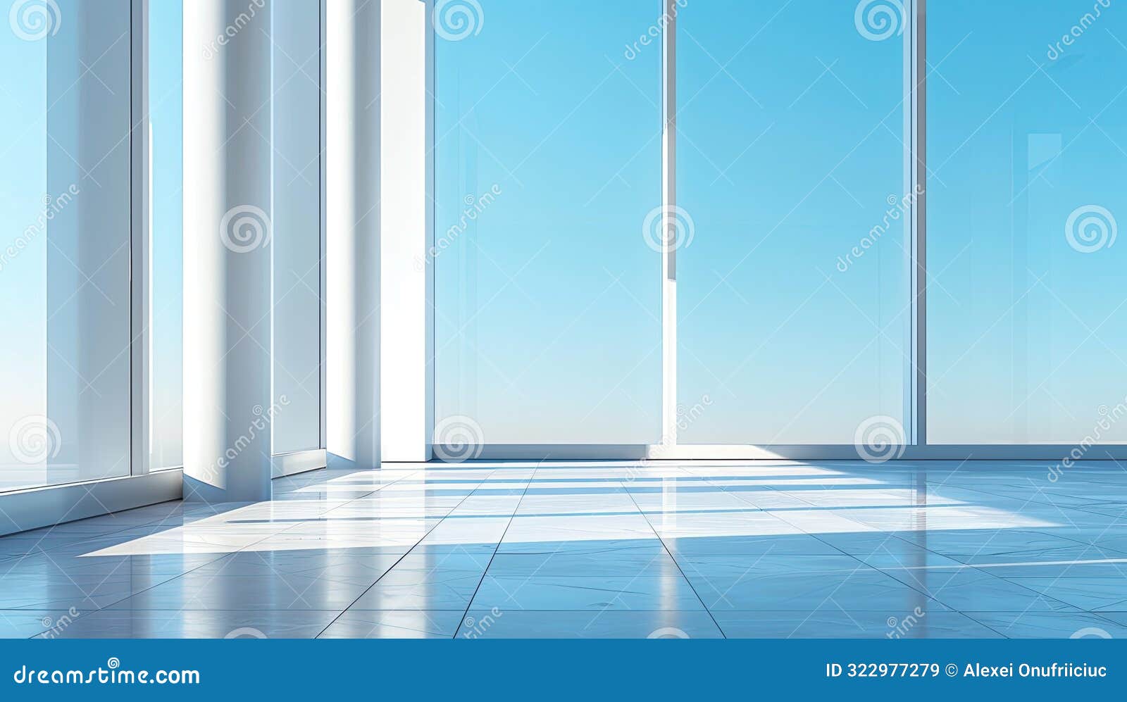 Sun Shines through Windows of Empty Office Building Stock Image - Image ...