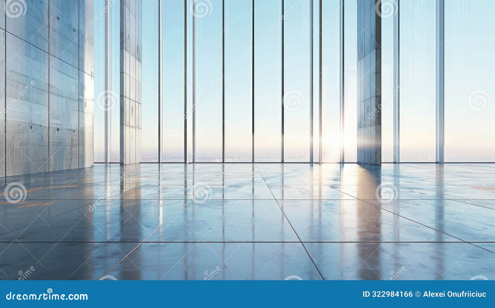 Sun Shines through Windows of Empty Office Building Stock Photo - Image ...