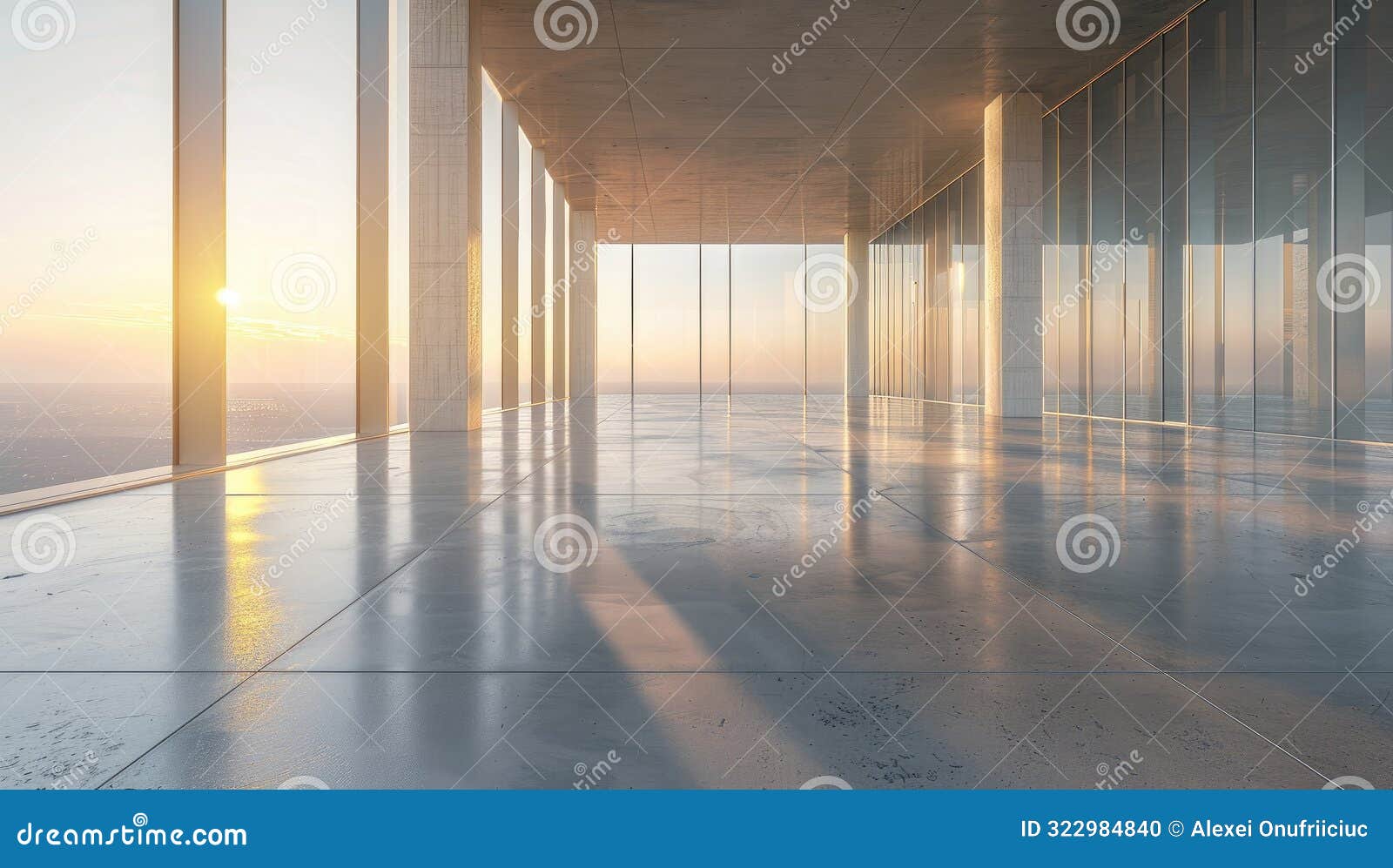 Sun Shines through Windows of Empty Office Building Stock Photo - Image ...