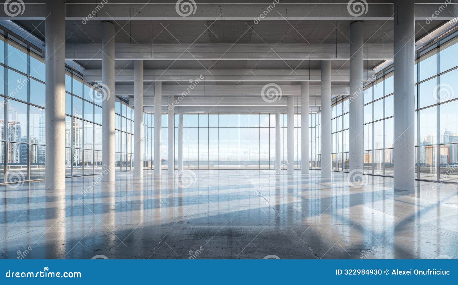 Sun Shines through Windows of Empty Office Building Stock Photo - Image ...