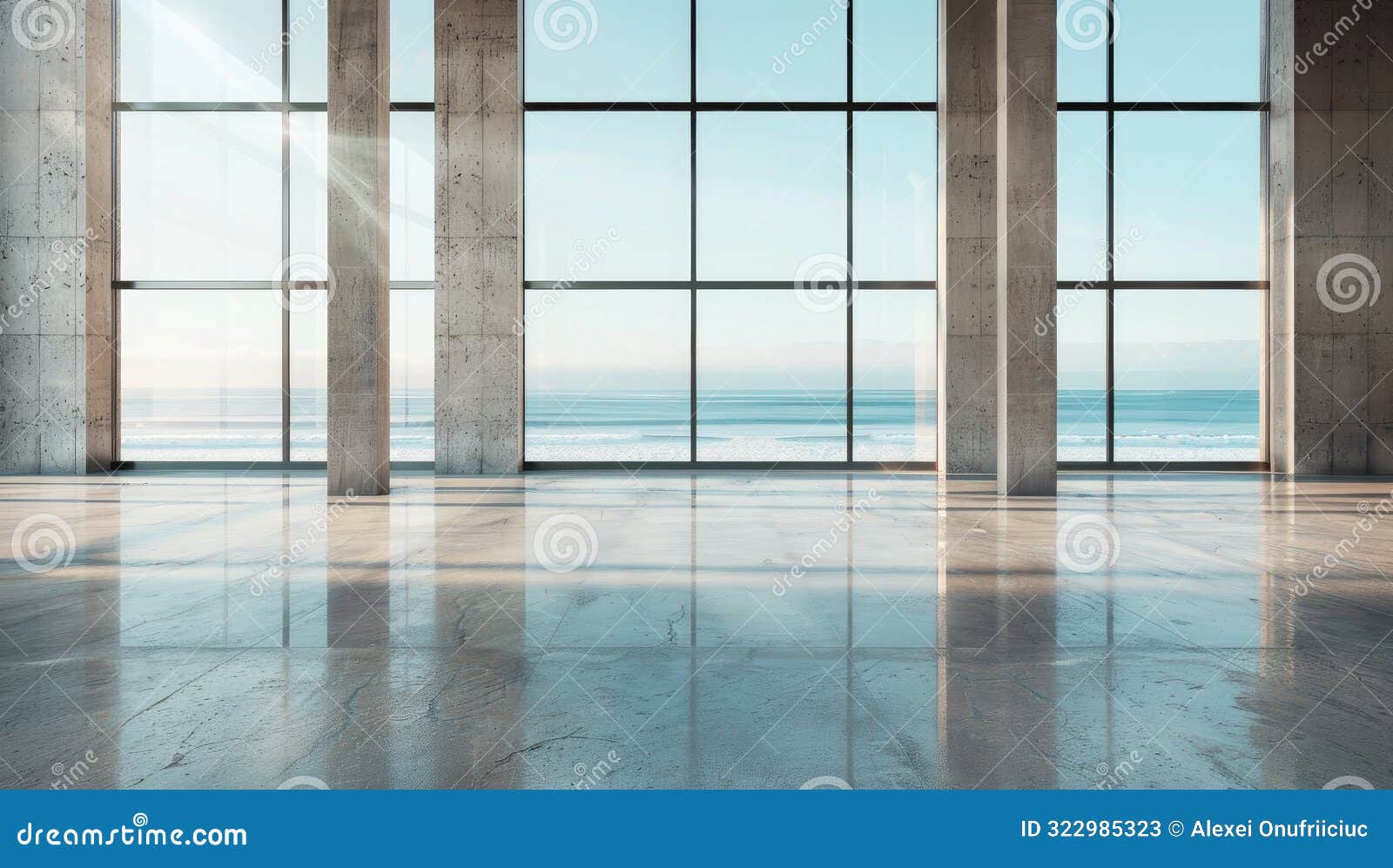 Sun Shines through Windows of Empty Office Building Stock Image - Image ...