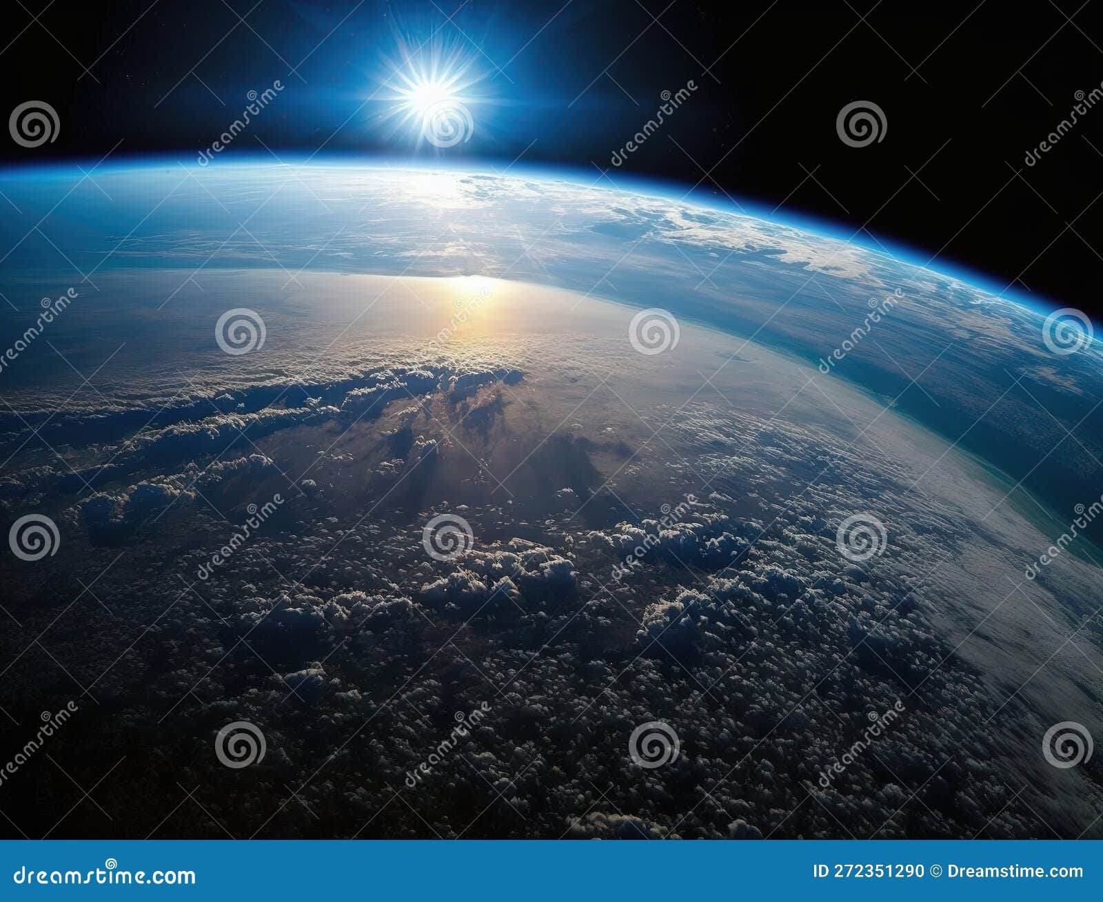 The Sun is Shining Above the Earth S Horizon As Seen from Space Stock ...