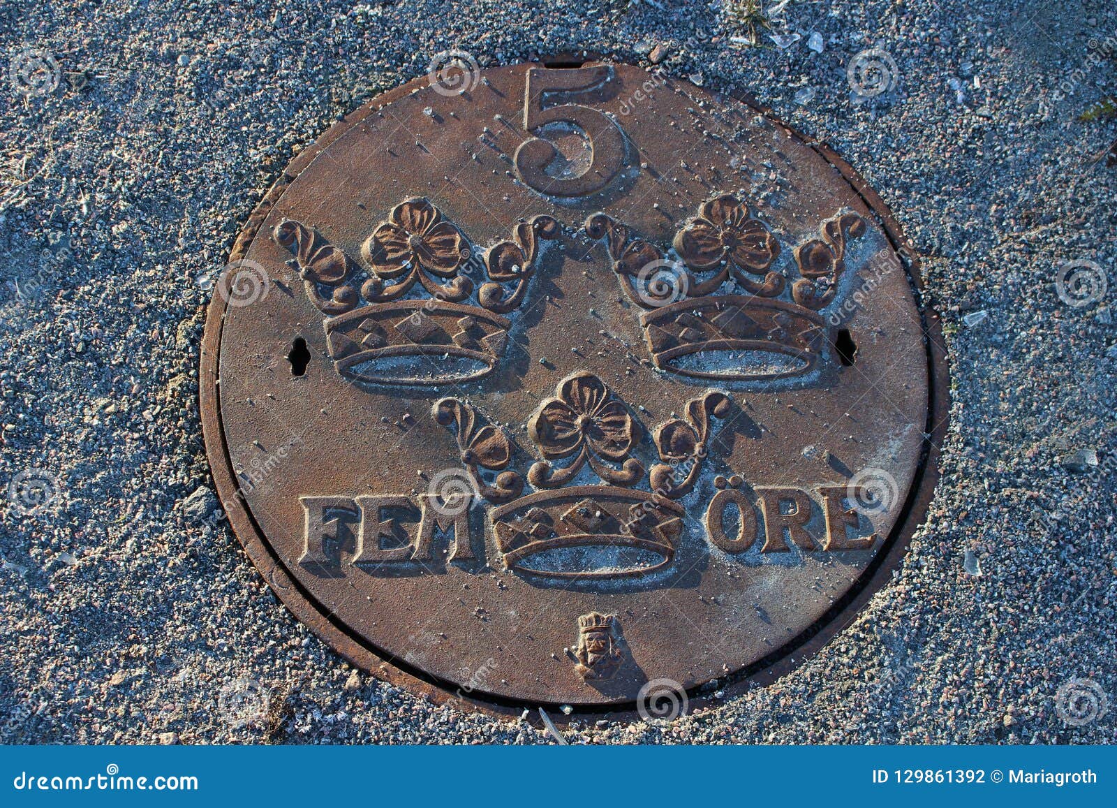 Beautiful Manhole Cover in the Form of a Five Dime Editorial ...