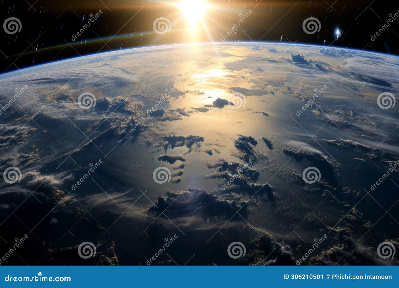 Sun Shining Behind the Earth from Space. Generative AI Stock Image ...