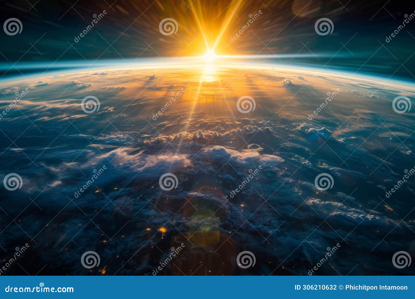 Sun Shining Behind the Earth from Space. Generative AI Stock Photo ...