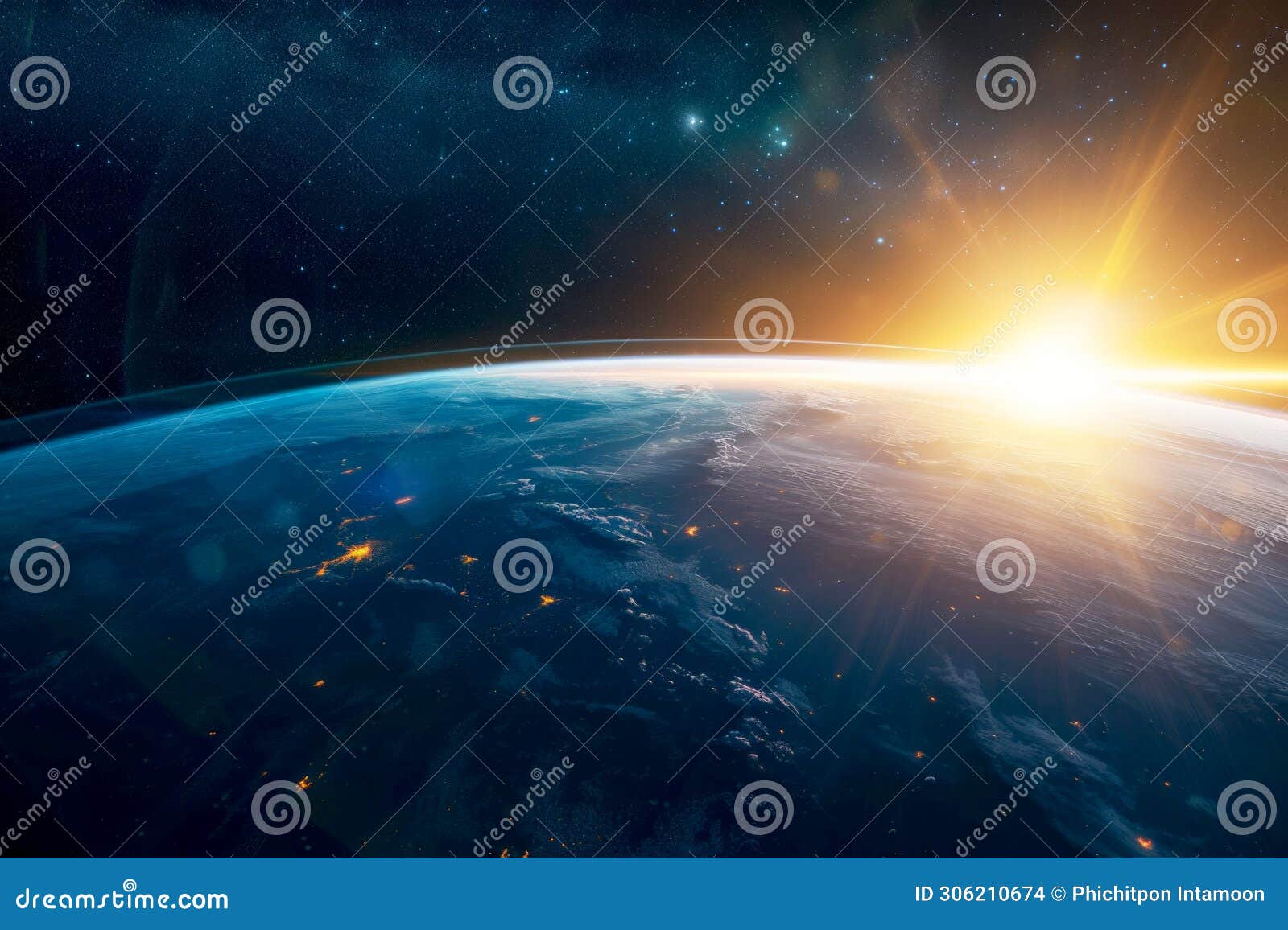 Sun Shining Behind the Earth from Space. Generative AI Stock Photo ...