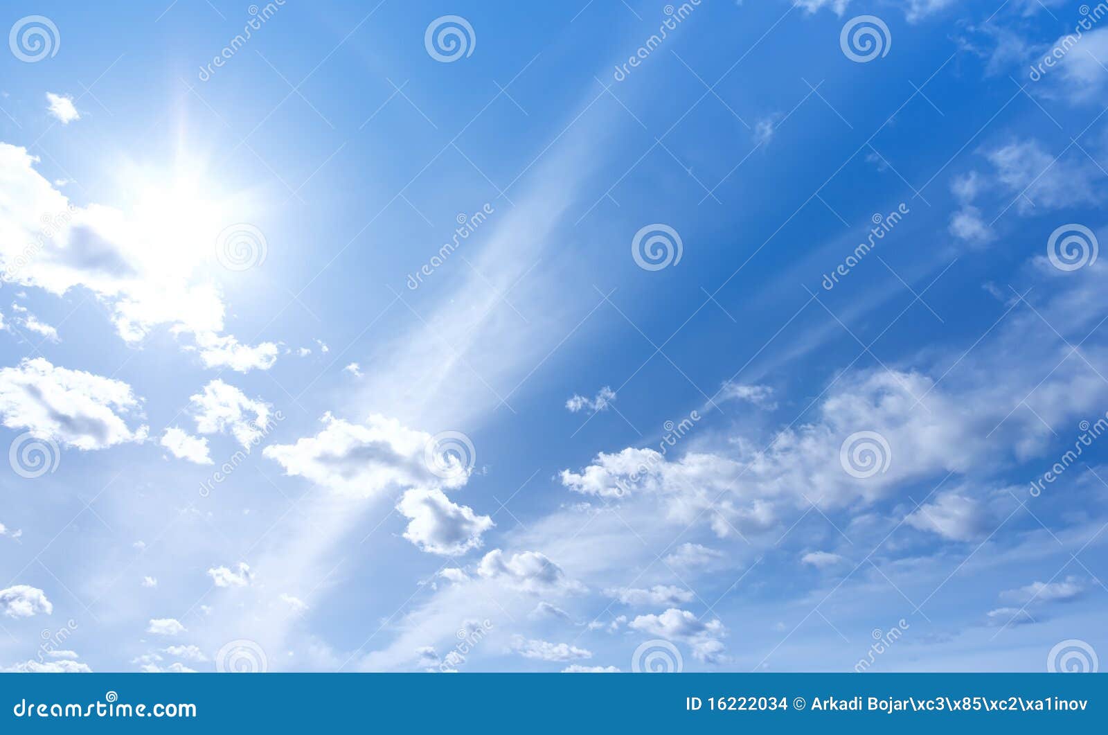Sun shining and blue sky stock photo. Image of fleecy - 16222034