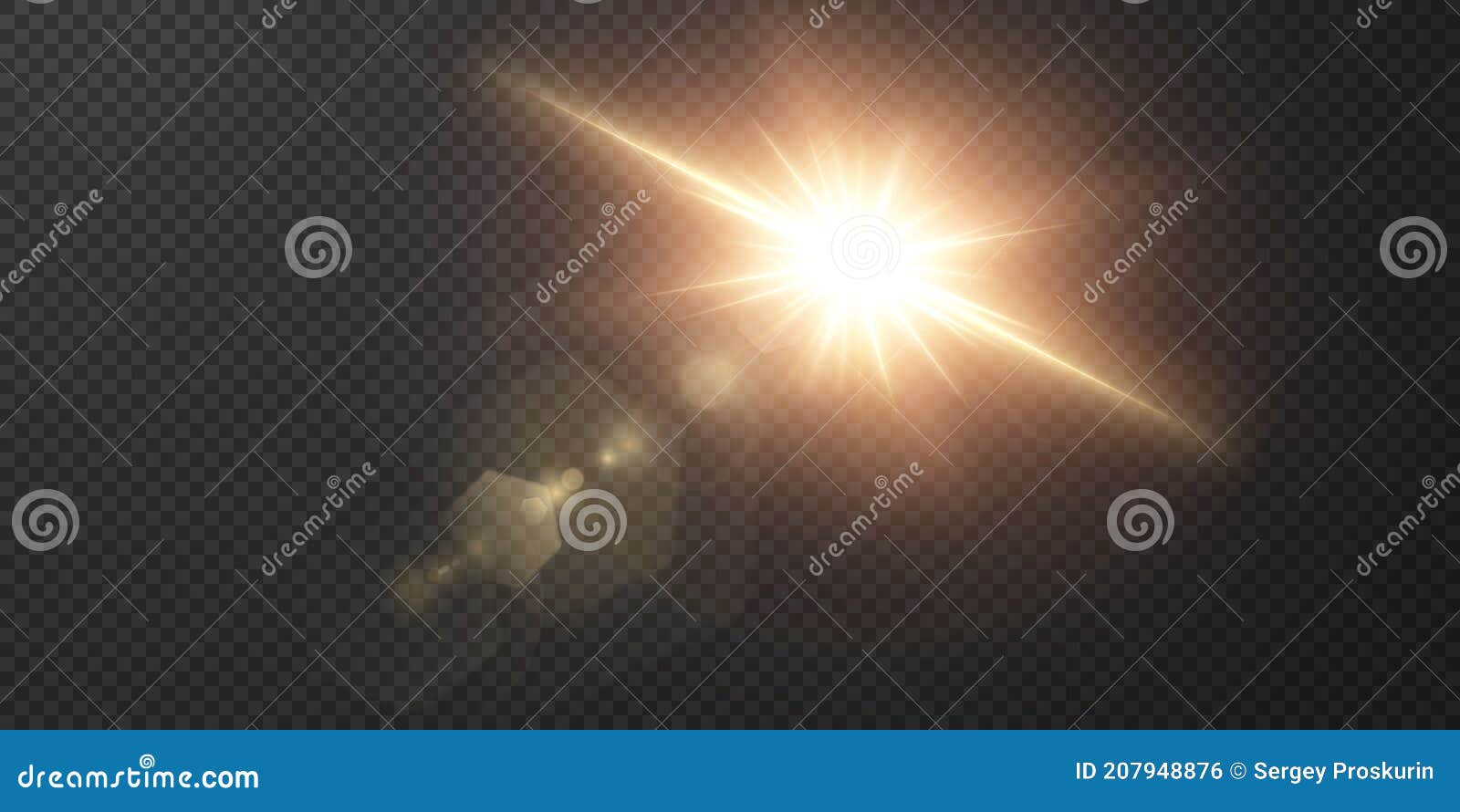 The Sun Is Shining Bright Light Rays With Realistic Glare Cartoon ...