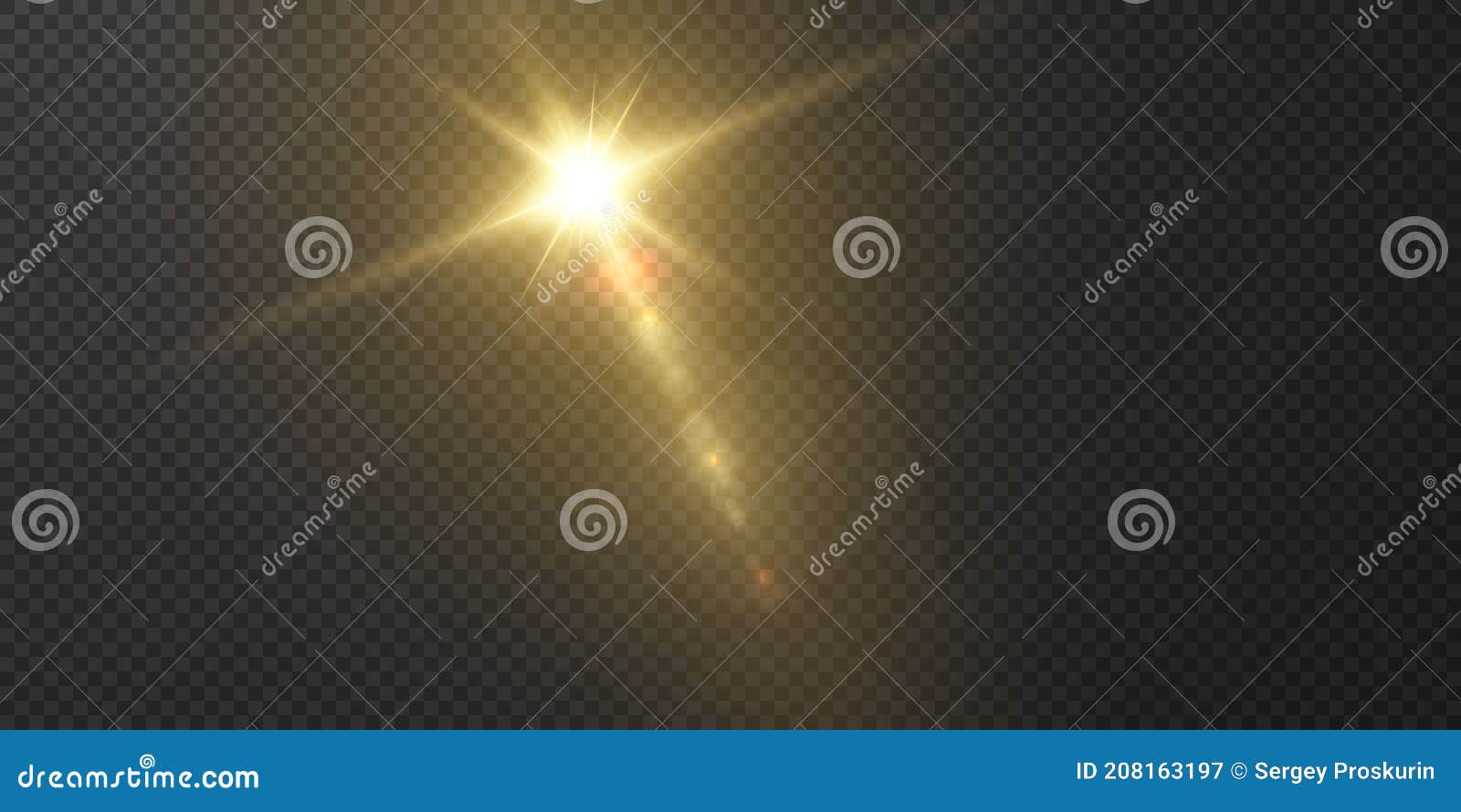 The Sun is Shining Bright Light Rays with Realistic Glare Stock Vector ...