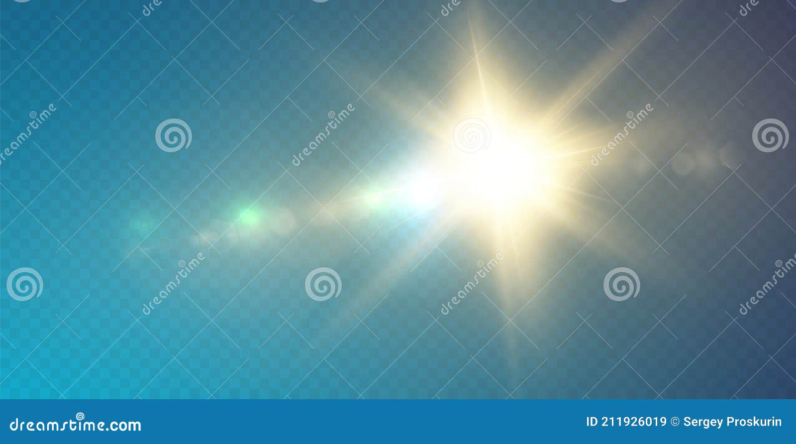 The Sun is Shining Bright Light Rays with Realistic Glare Stock ...