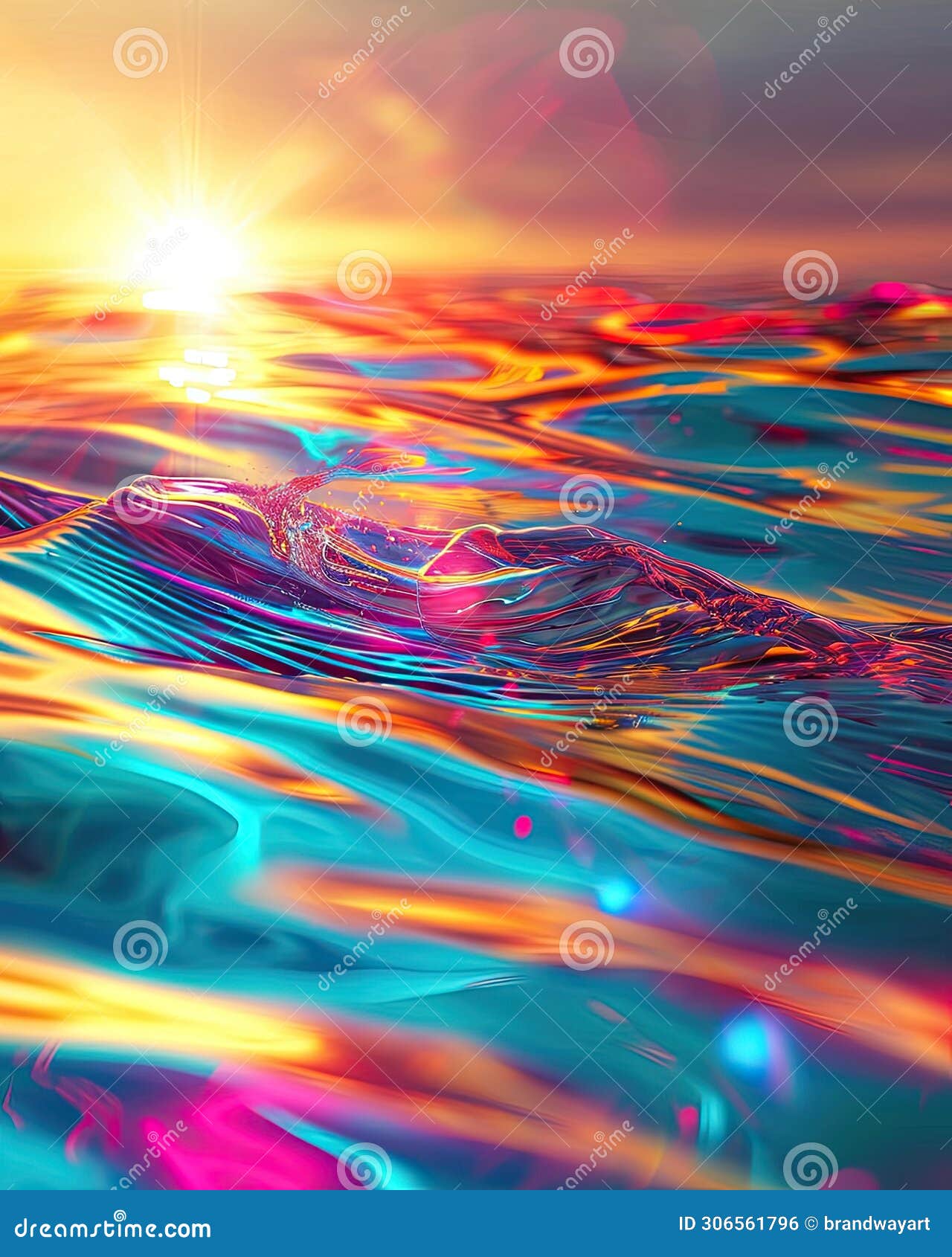 Bright Sunlight Gleams Over Water Stock Illustration - Illustration of ...