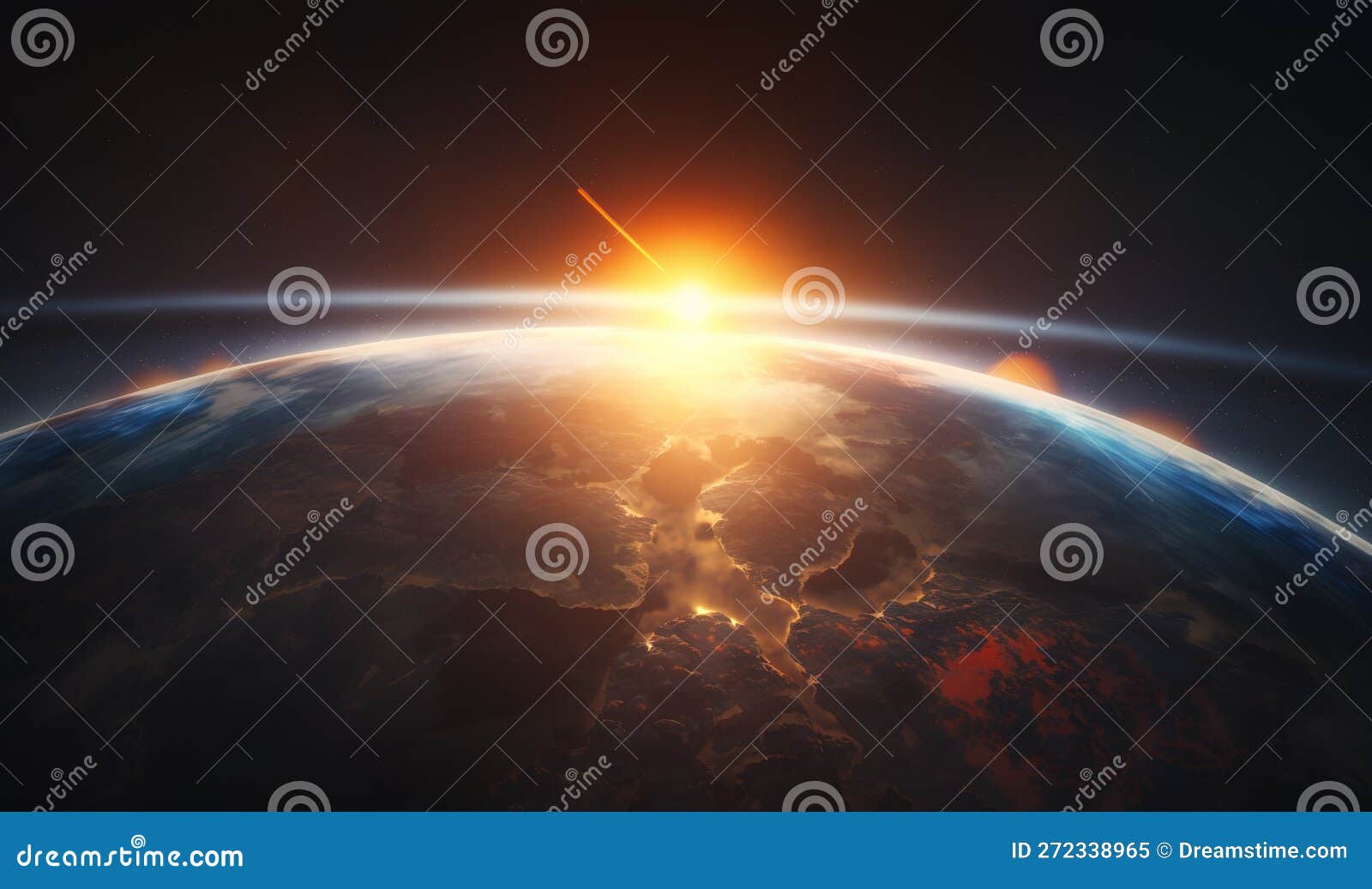 The Sun is Shining Brightly Over the Earth S Horizon Stock Illustration ...