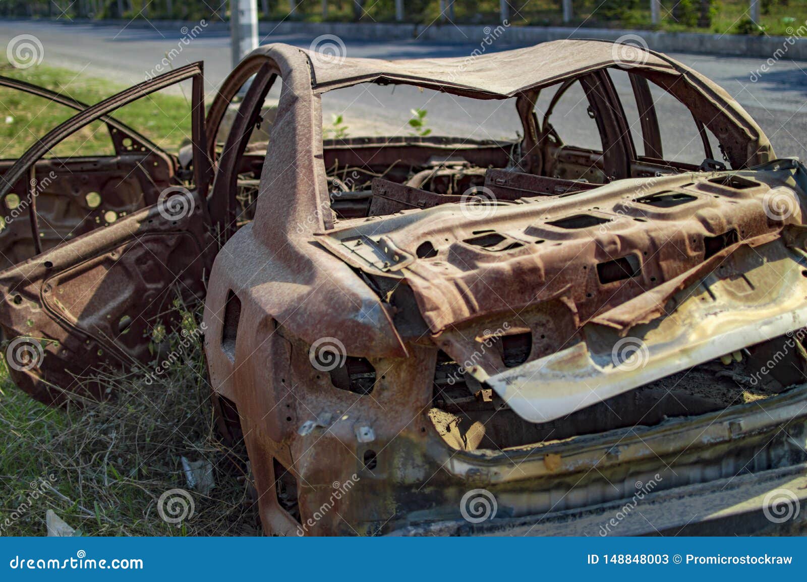 Sun is Shining upon a Burned Car Stock Image - Image of broken, rusty ...