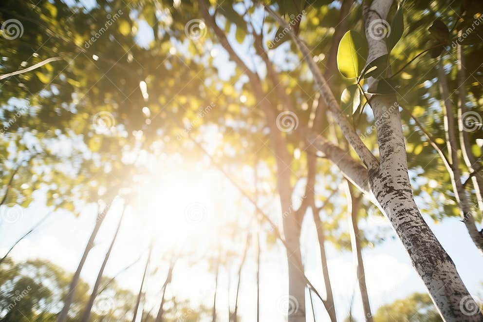 Sun Shining through a Canopy of Rubber Trees Stock Photo - Image of ...