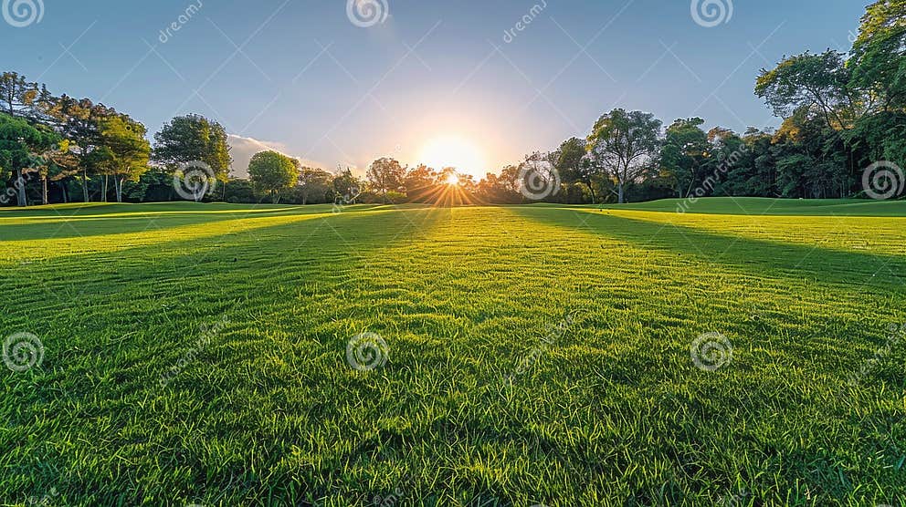 Sun Shining through Clouds Over Grass Field Stock Image - Image of ...