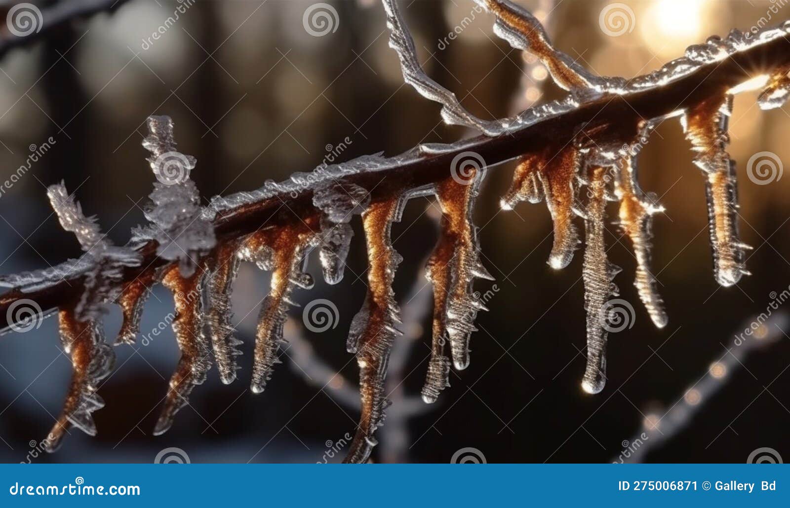 The Sun is Shining through the Ice on a Branch Stock Illustration ...