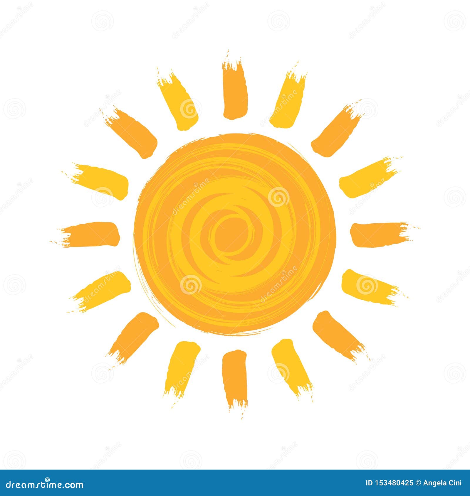 Sun Shining Isolated Brush Watercolor Illustration Vector Stock Vector ...