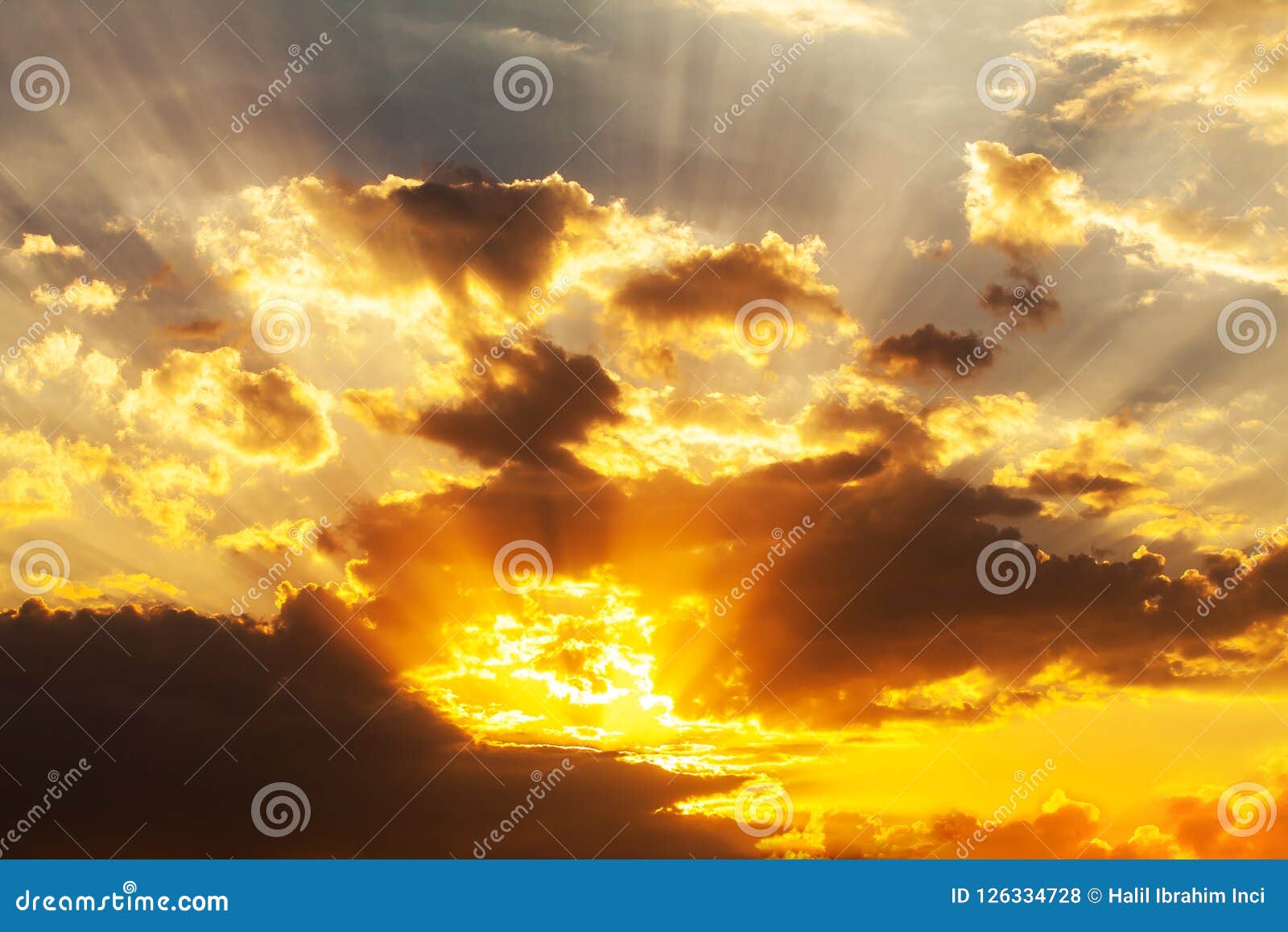 Divine Sunset with Sun Rays Stock Photo - Image of colors, autumn ...