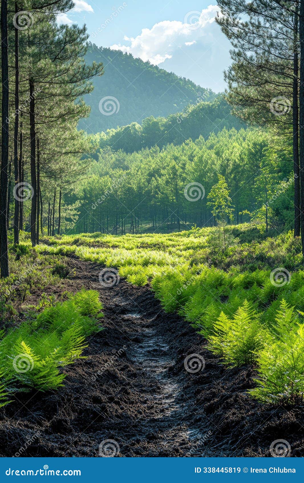 A Muddy Path Through A Foggy Forest. Royalty-Free Illustration ...
