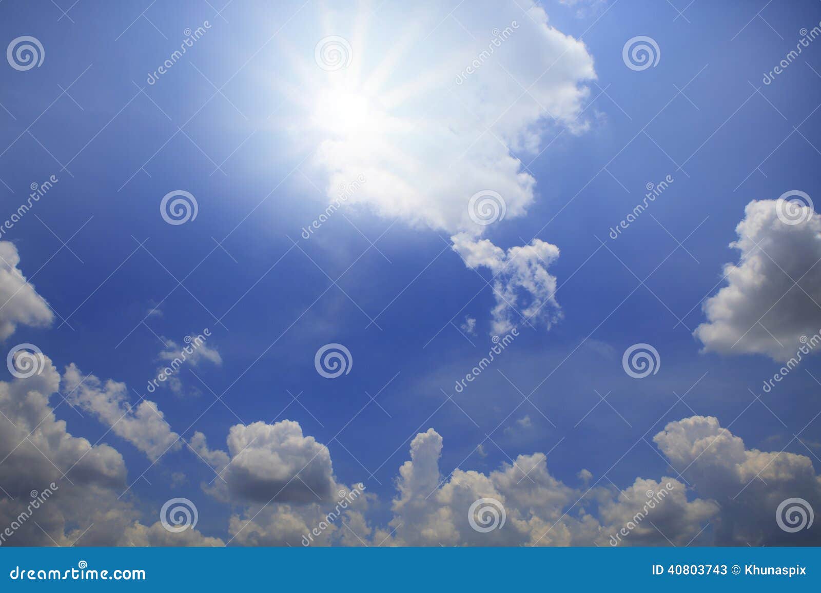 Sun Shining Over Blue Sky with White Cloud Day Light Stock Image ...