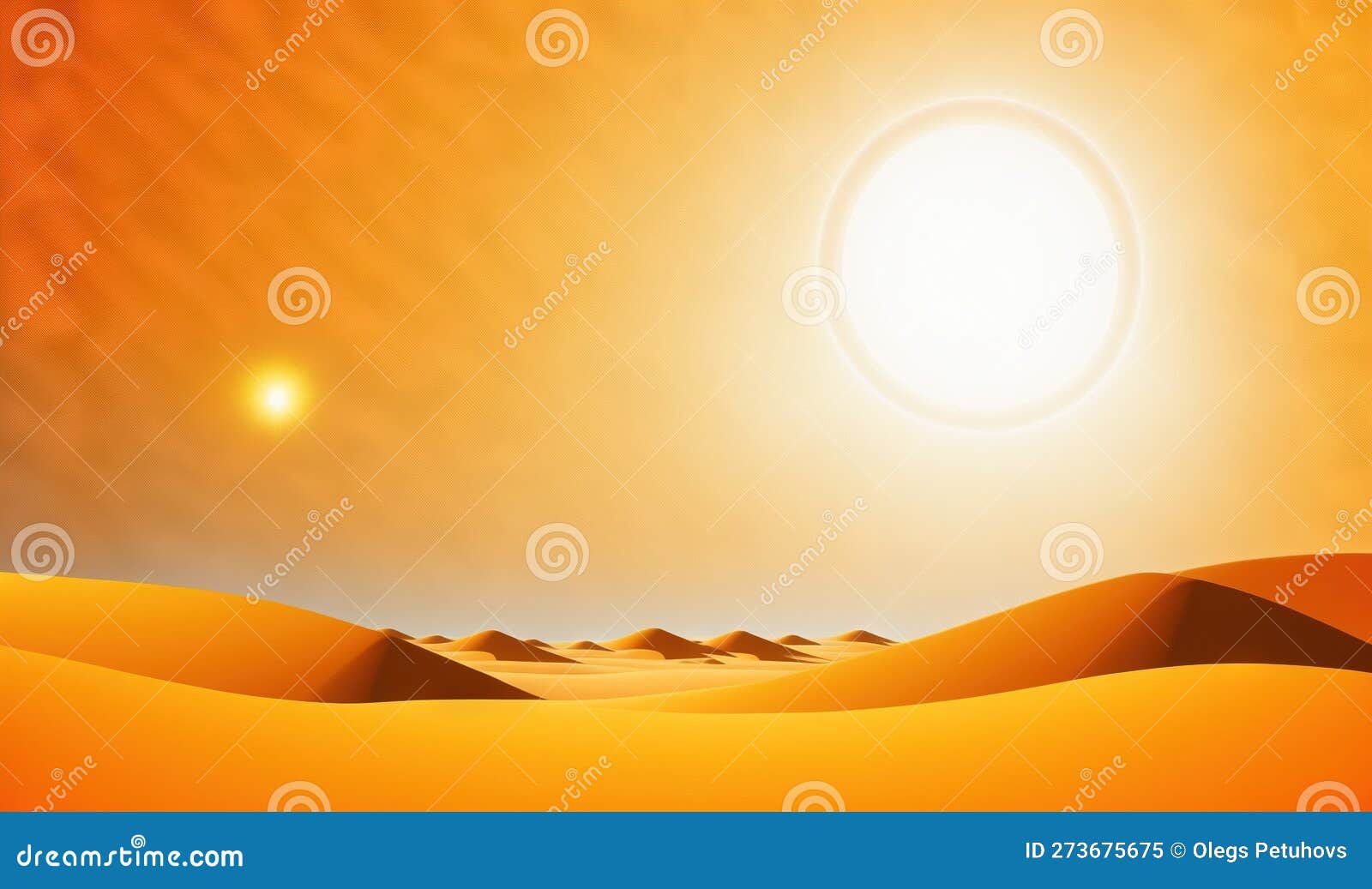 The Sun is Shining Over a Desert with Sand Dunes in the Foreground ...