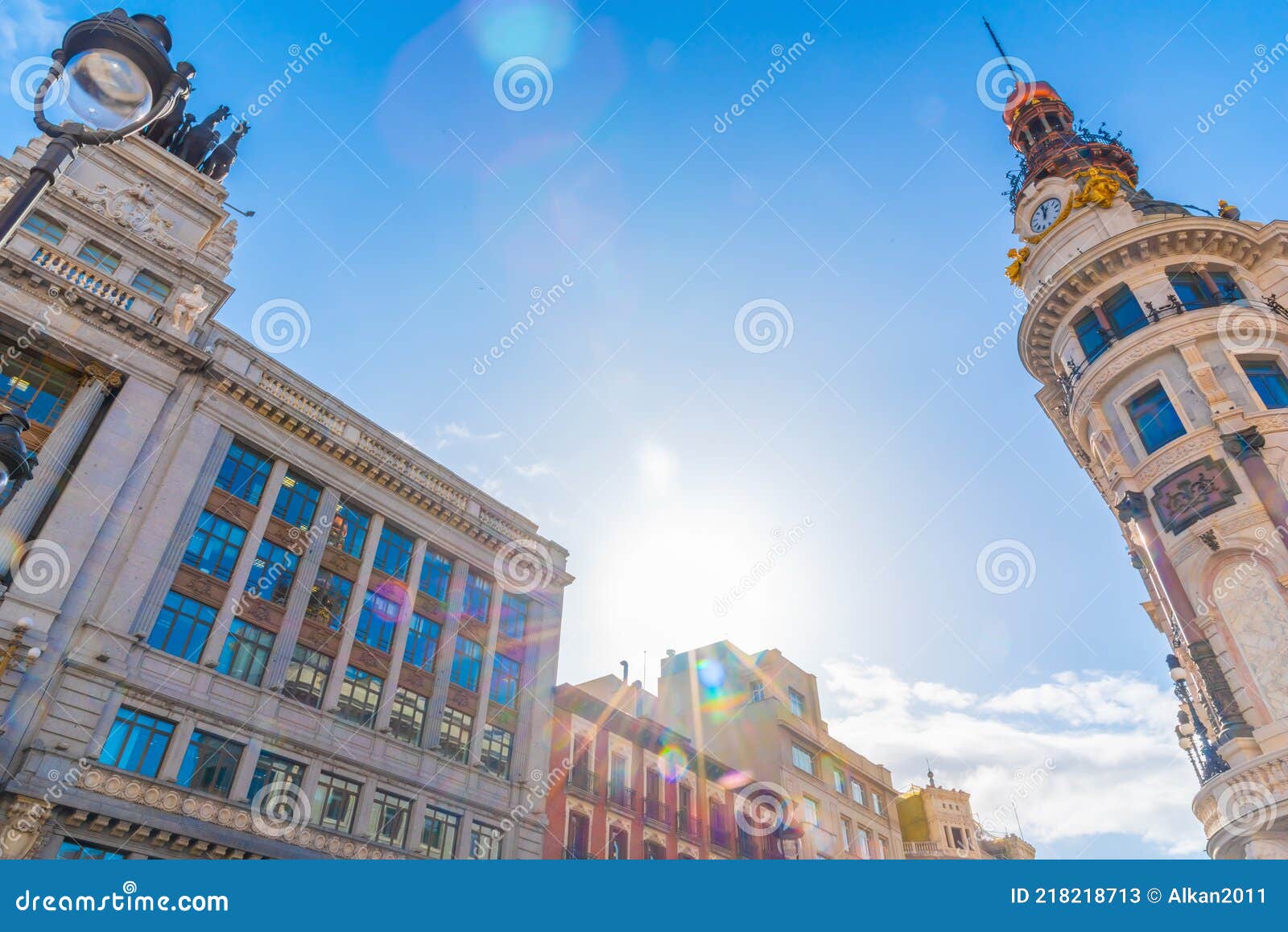 Sun Shining Over Downtown Madrid on a Sunny Day Stock Image - Image of ...