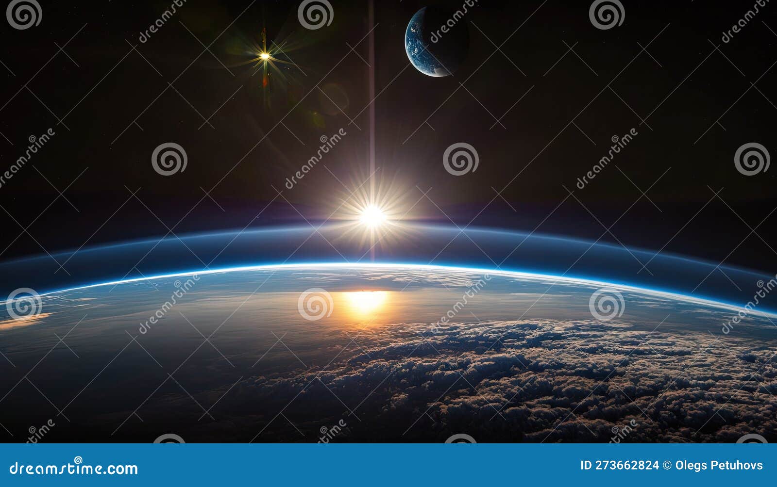 The Sun is Shining Over the Earth S Horizon As Seen from Space Stock ...
