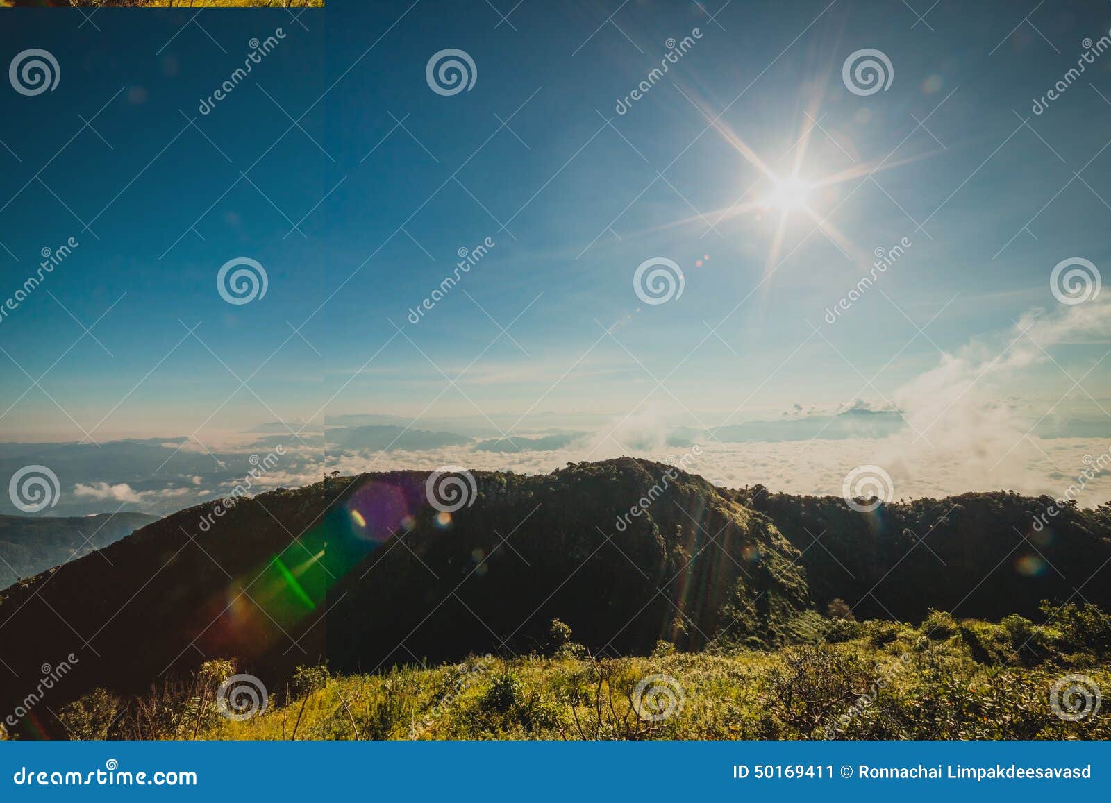 Sun shining over mountain stock image. Image of space - 50169411