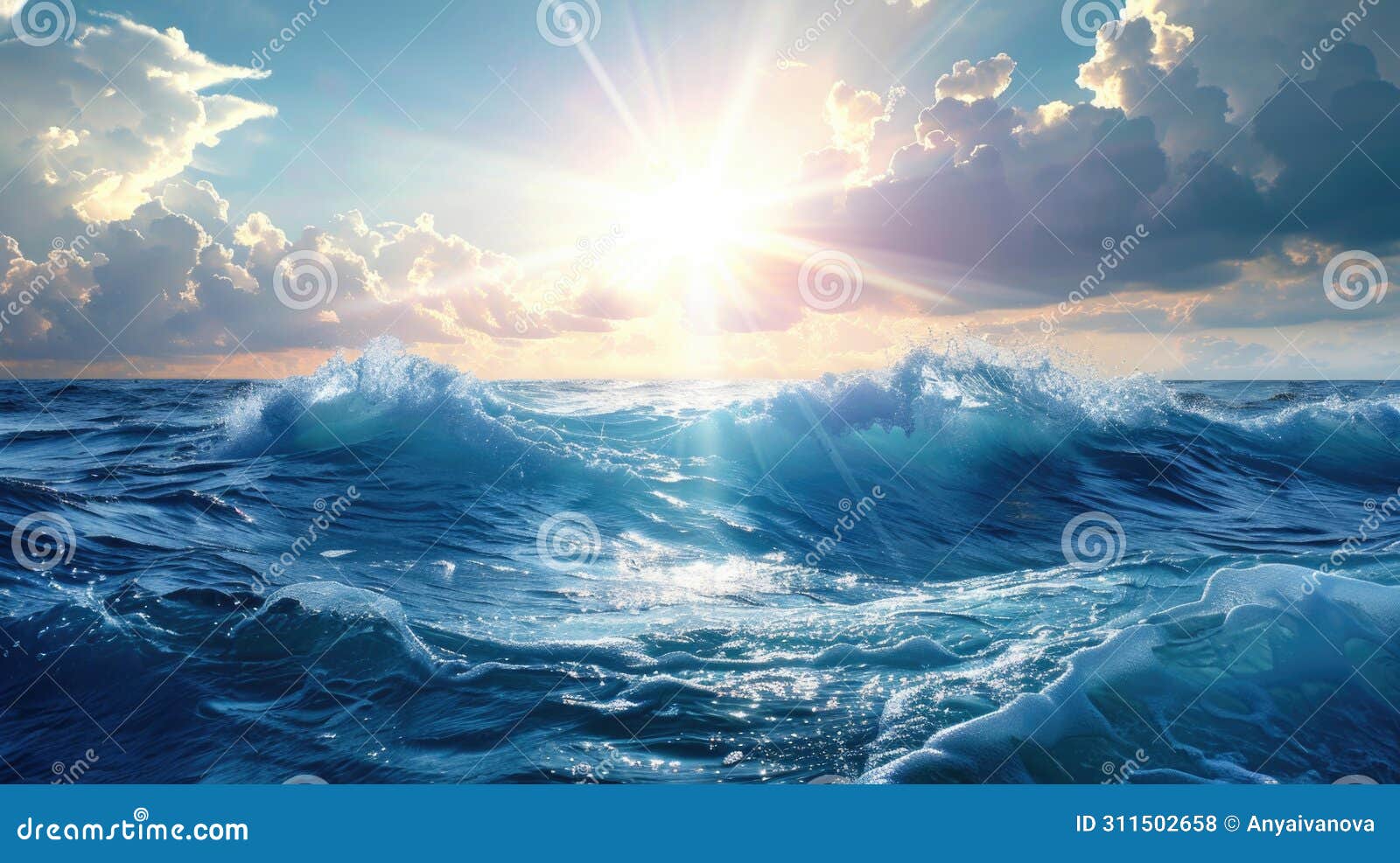 The Sun is Shining Over the Ocean Waves Stock Photo - Image of blue ...
