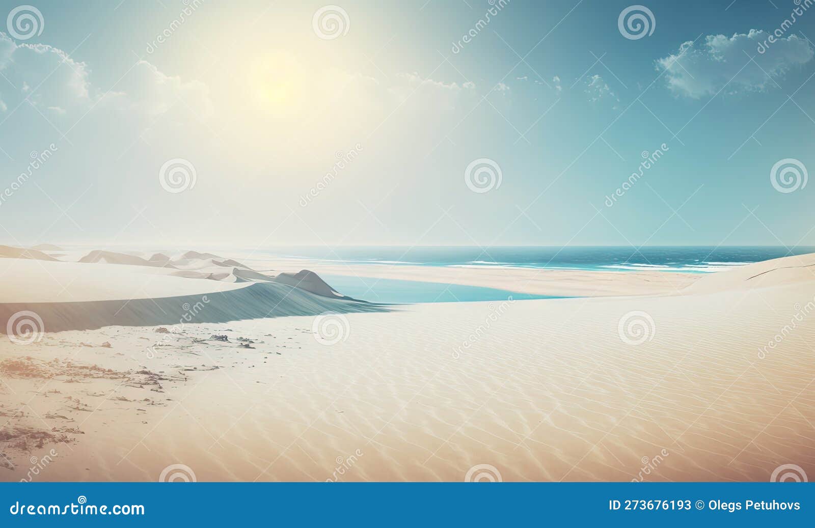 The Sun is Shining Over the Sand Dunes at the Beach Stock Illustration ...