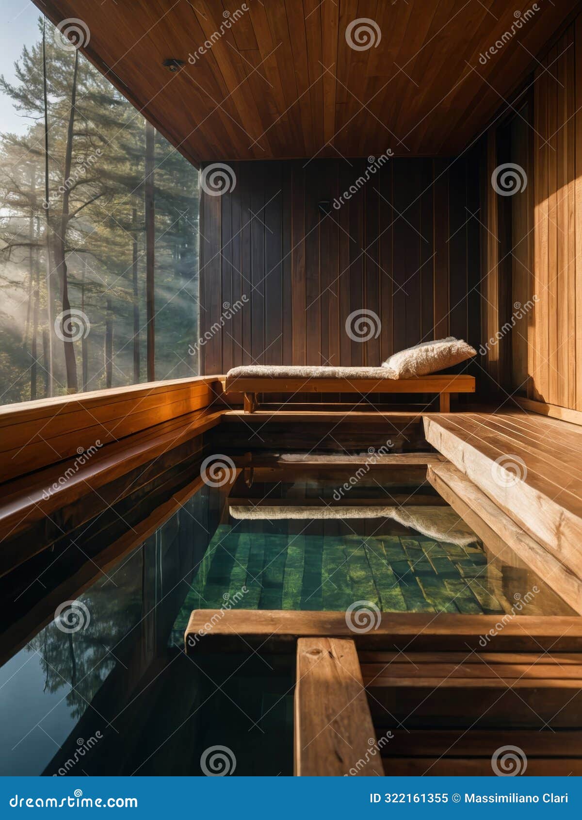 Sun is Shining through the Trees on a Modern Spa Retreat with Indoor ...