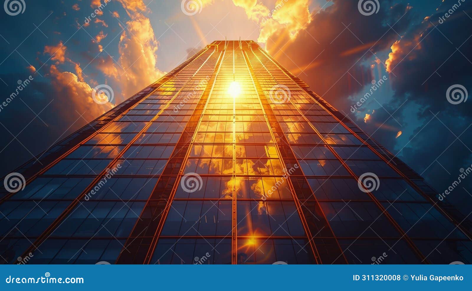 Sun Shining through Windows of Tall Building Stock Photo - Image of ...